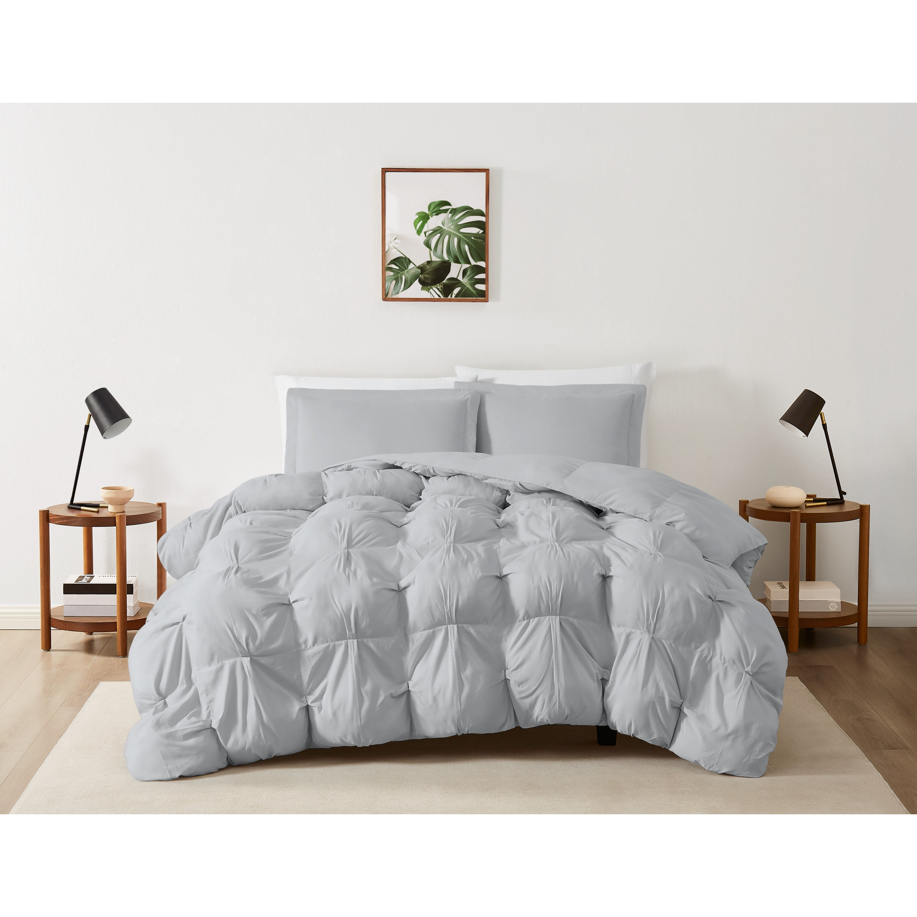 Truly Soft 3 Piece Cloud Puffer Grey Comforter Set Full Queen Walmart