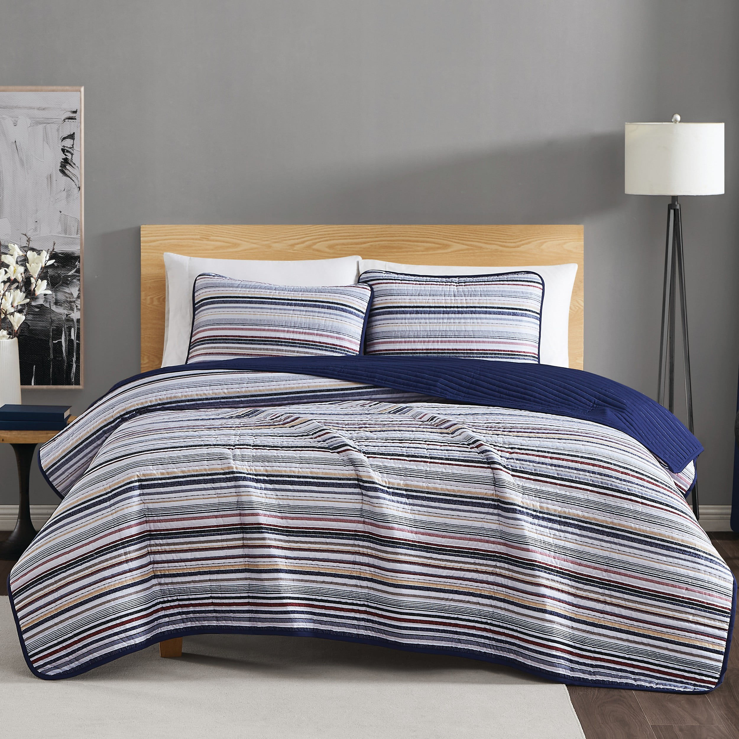 Free Shipping! Truly Soft Teagan Stripe King Quilt Set, 3-Piece ...