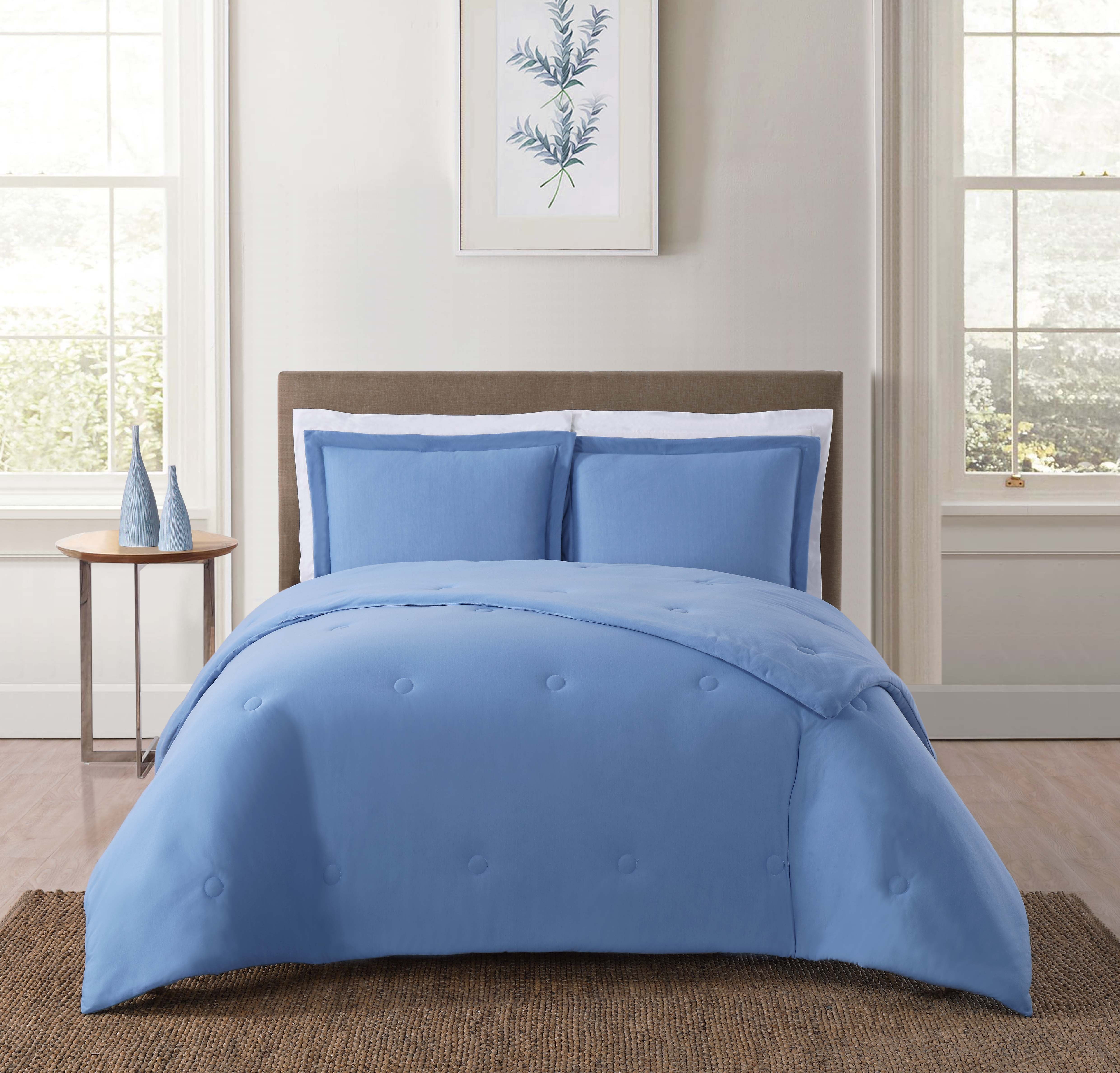 Truly Soft Everyday Solid Jersey Blue Full / Queen Comforter Set ...