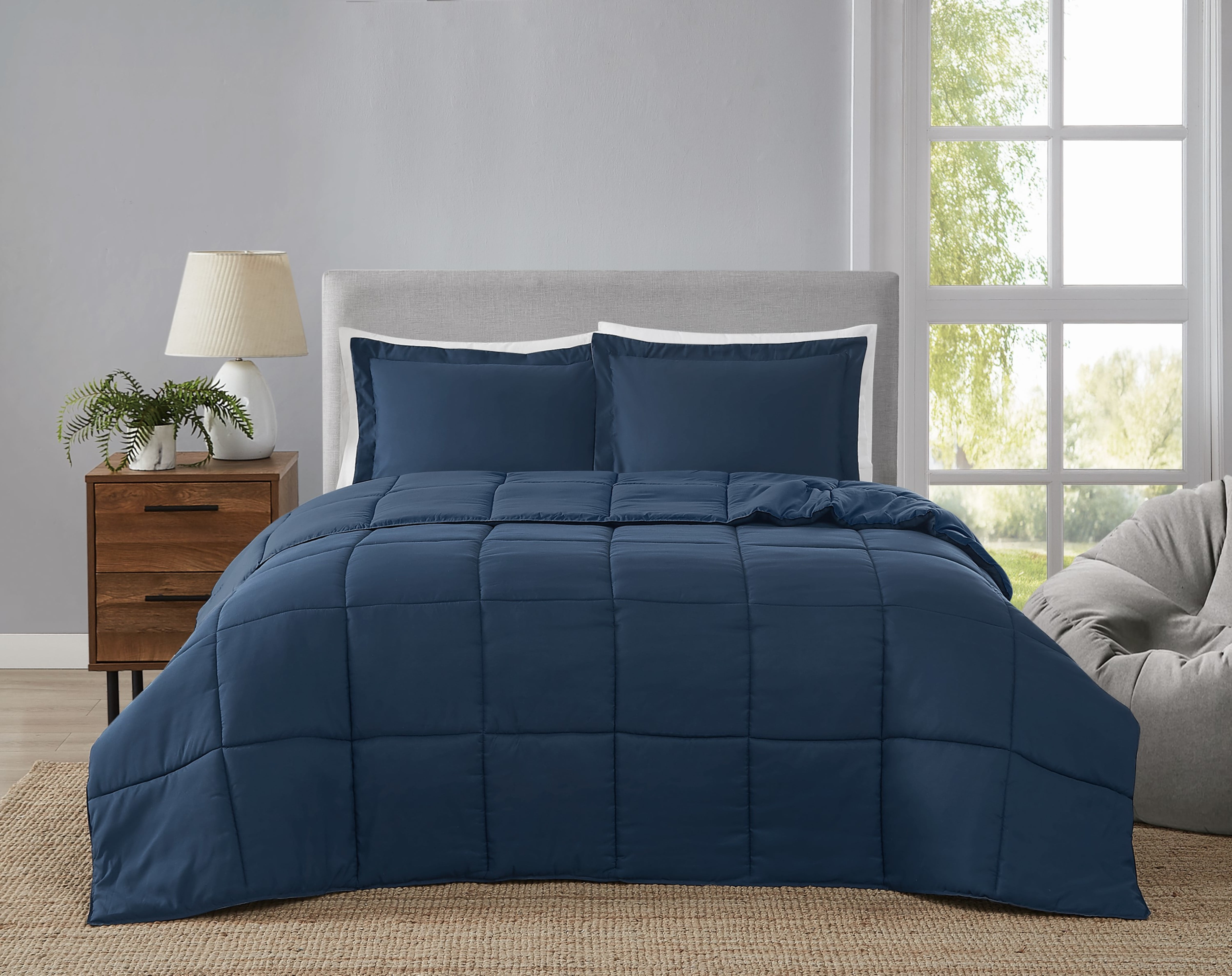 Truly Soft Everyday Reversible 100% Microfiber Polyester Dark Blue 3 ...