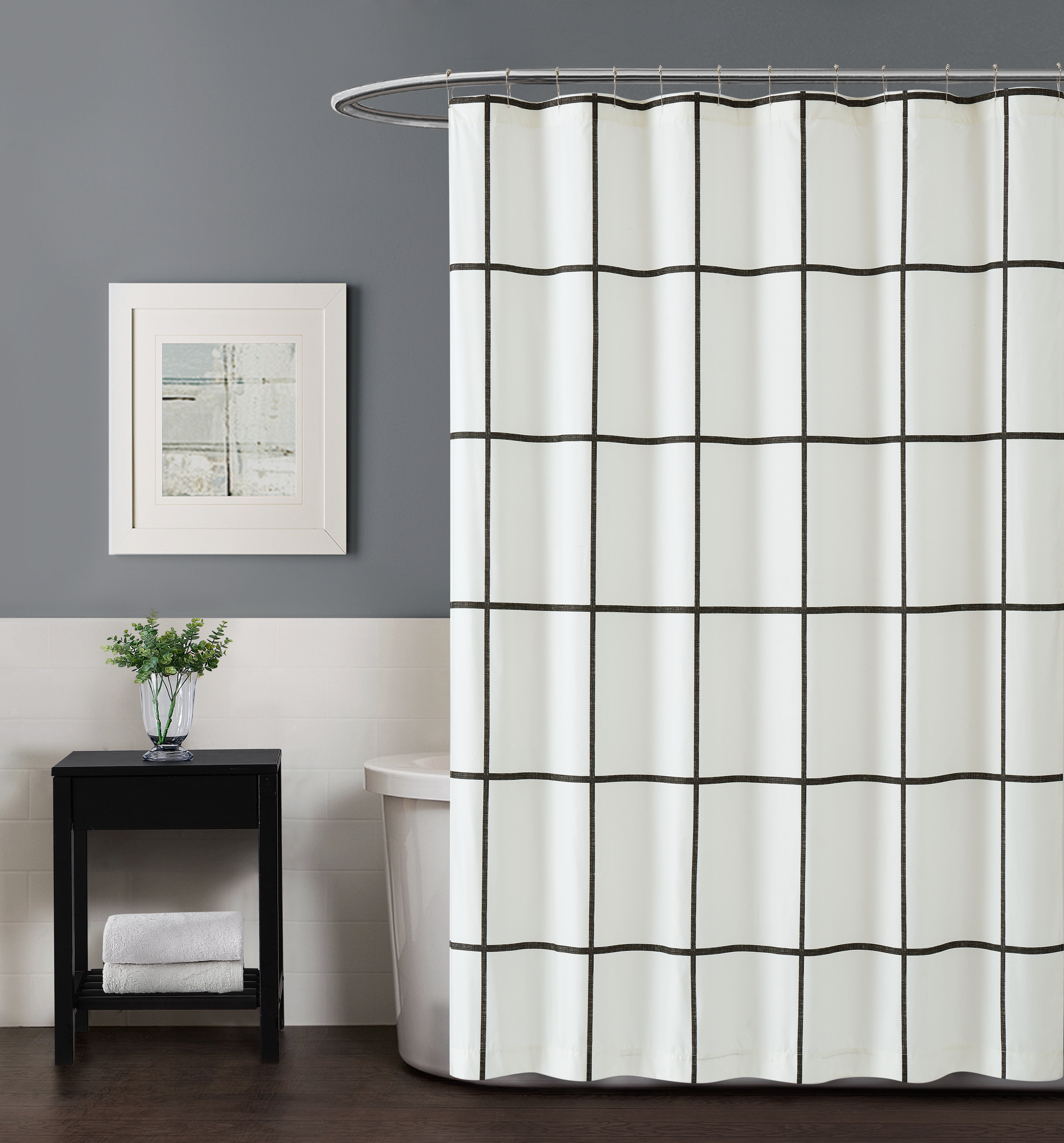 Kurt Shower Curtain - Modern Windowpane Design - Walmart.com