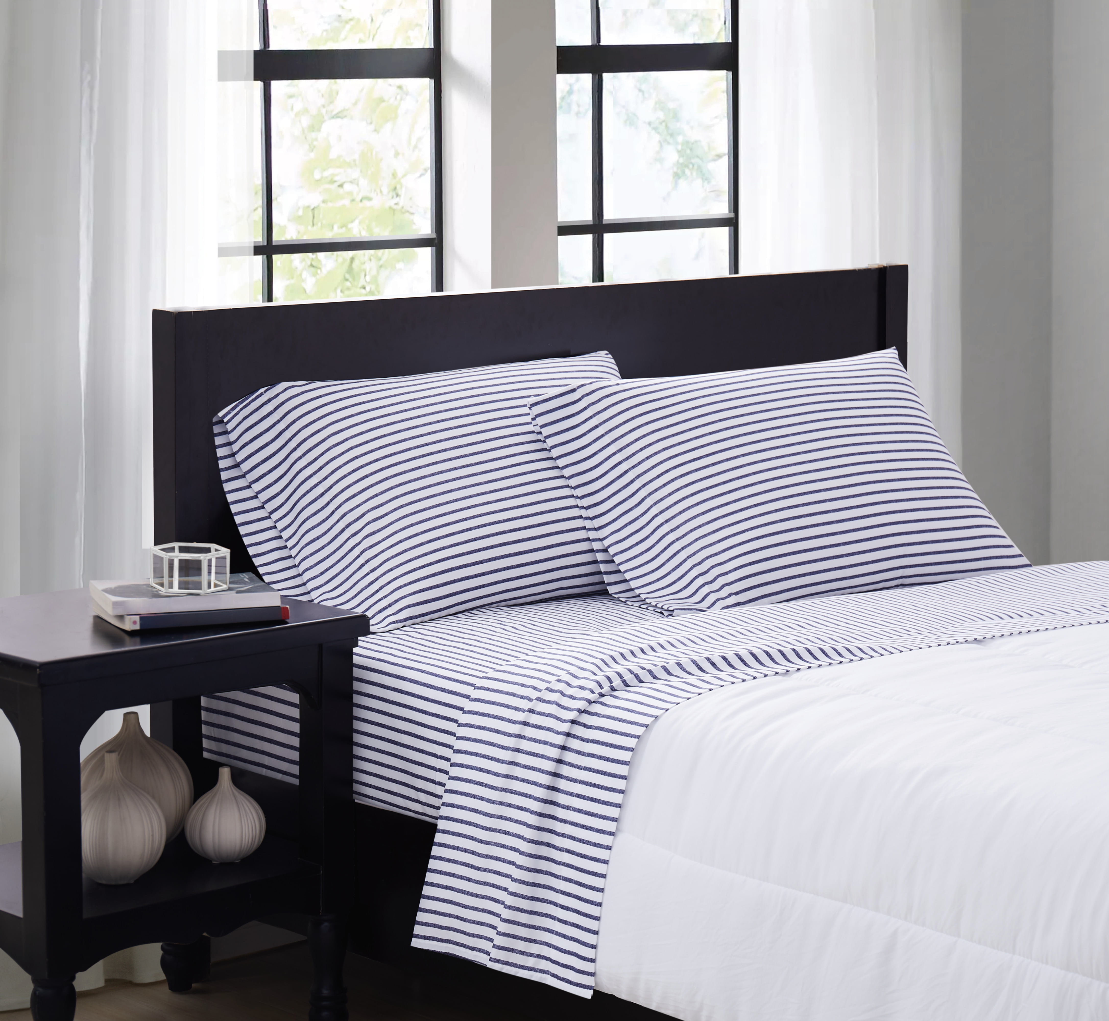 Truly Soft Pinstripe 100% Microfiber Polyester Deep Pocket 3 Piece Twin ...
