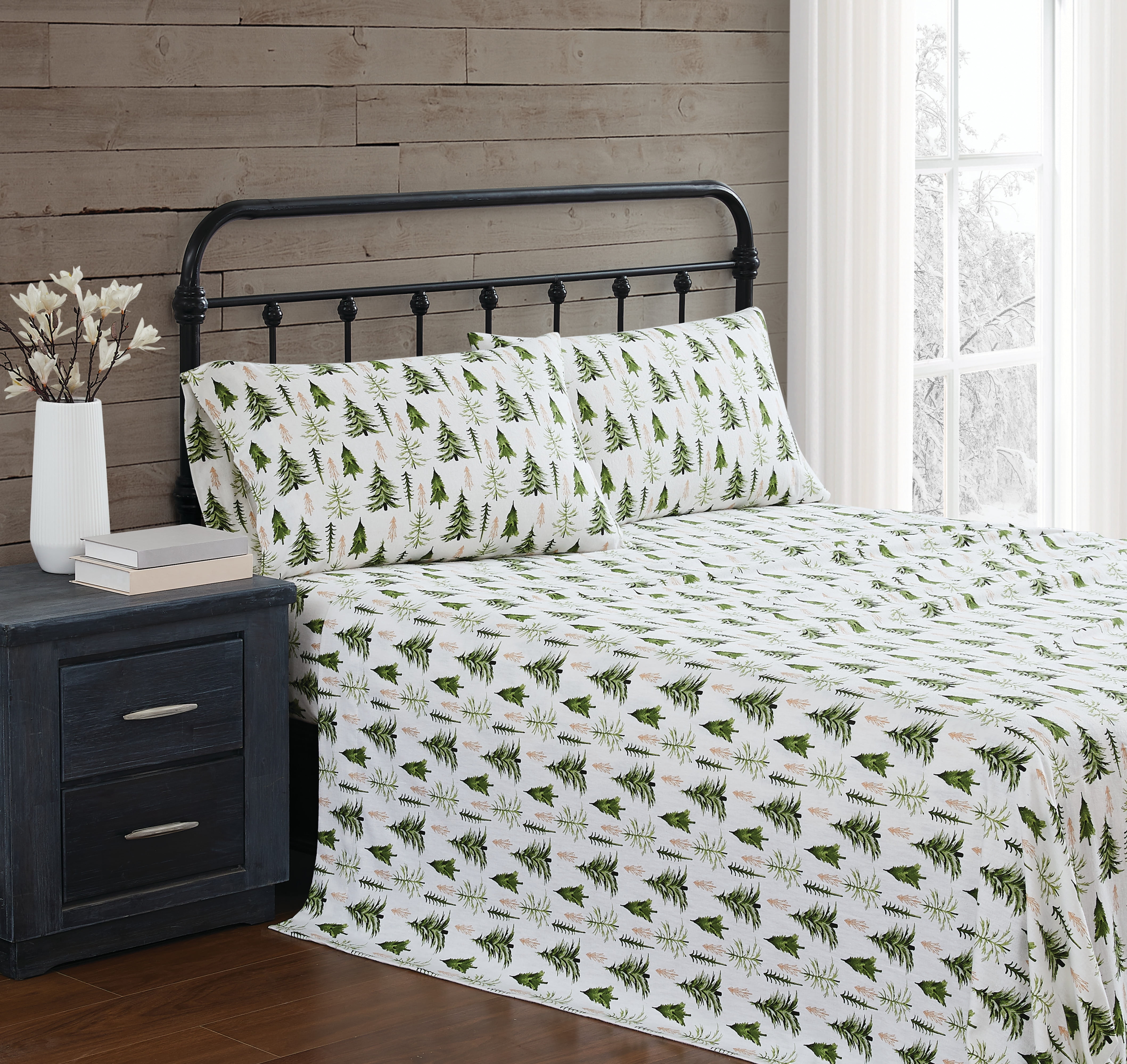 Truly Soft Trees Flannel 3-Piece Twin Sheet Set in Multiple, Cotton ...