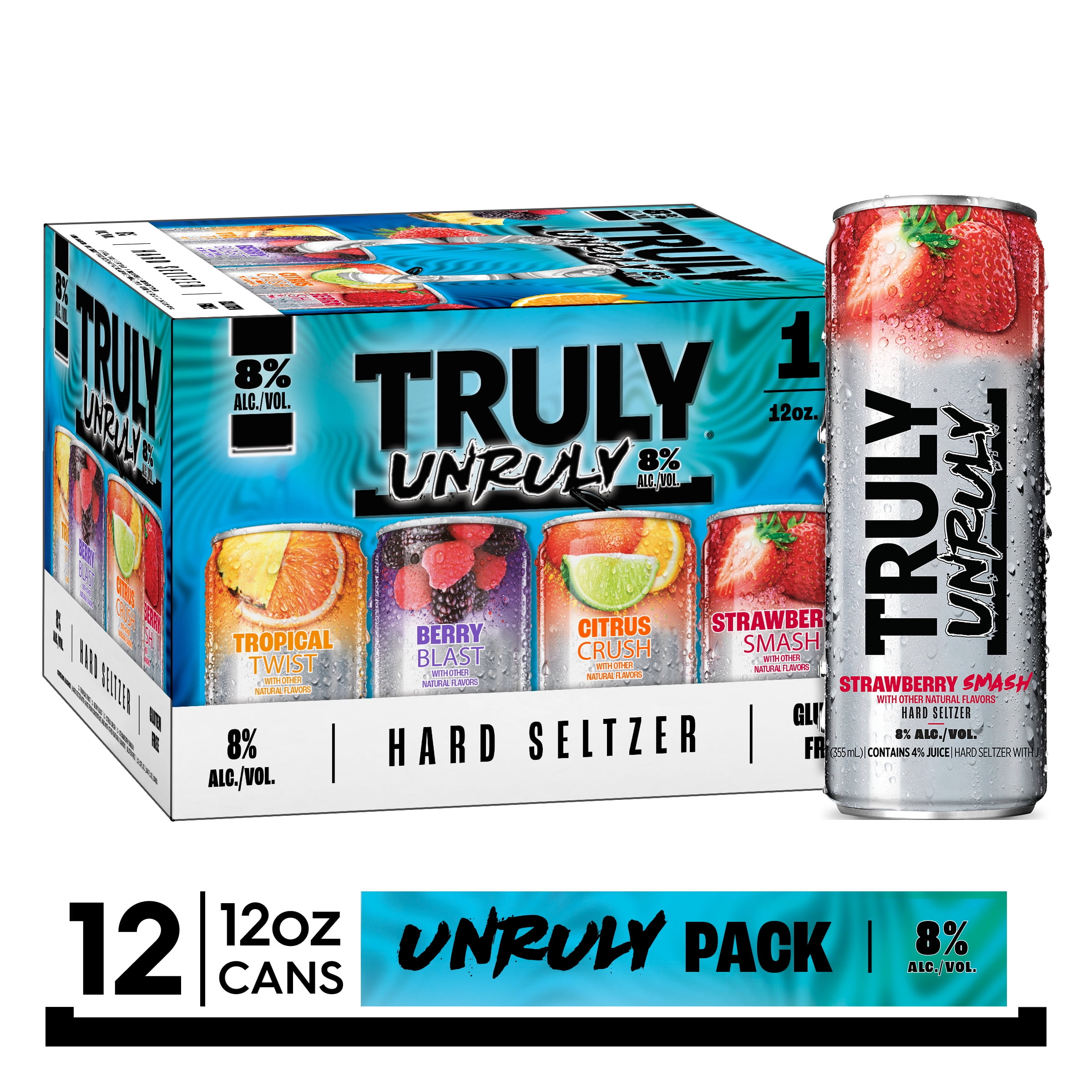 Truly Unruly Hard Seltzer Variety Pack, 12 Pack, 12 fl oz Aluminum Cans ...