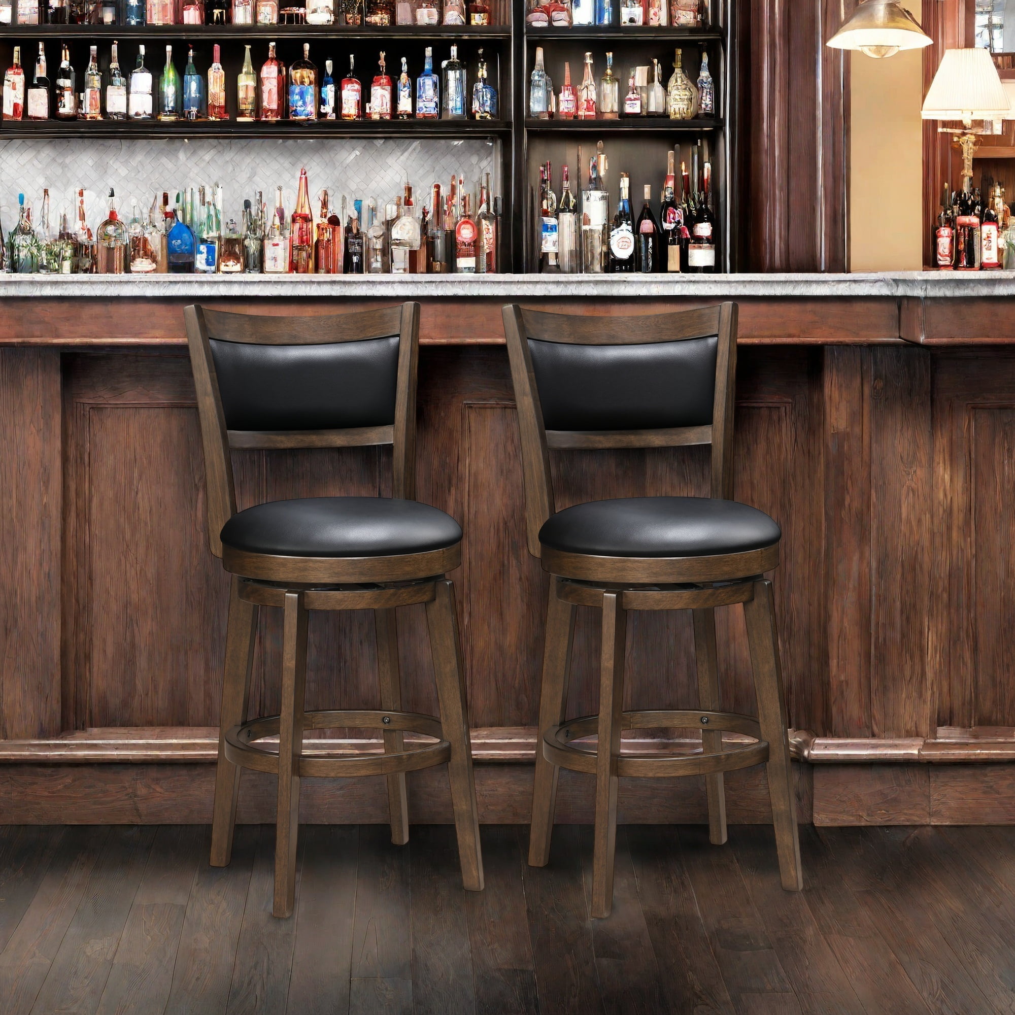 TrumanPick 24 Inch Counter Height Swivel Bar Stool Set of 2 Upholstered ...