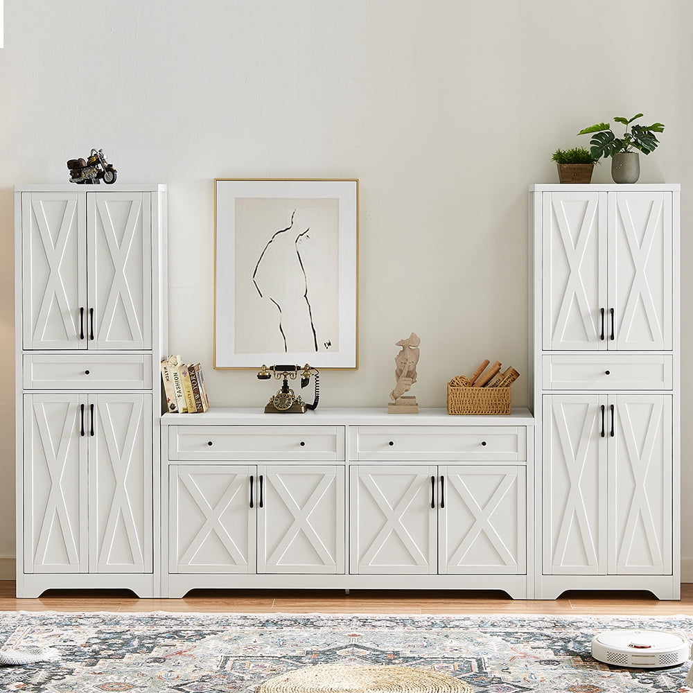TrumanPick 3-Piece Modern Farmhouse Sideboard Buffet Cabinet and TV ...