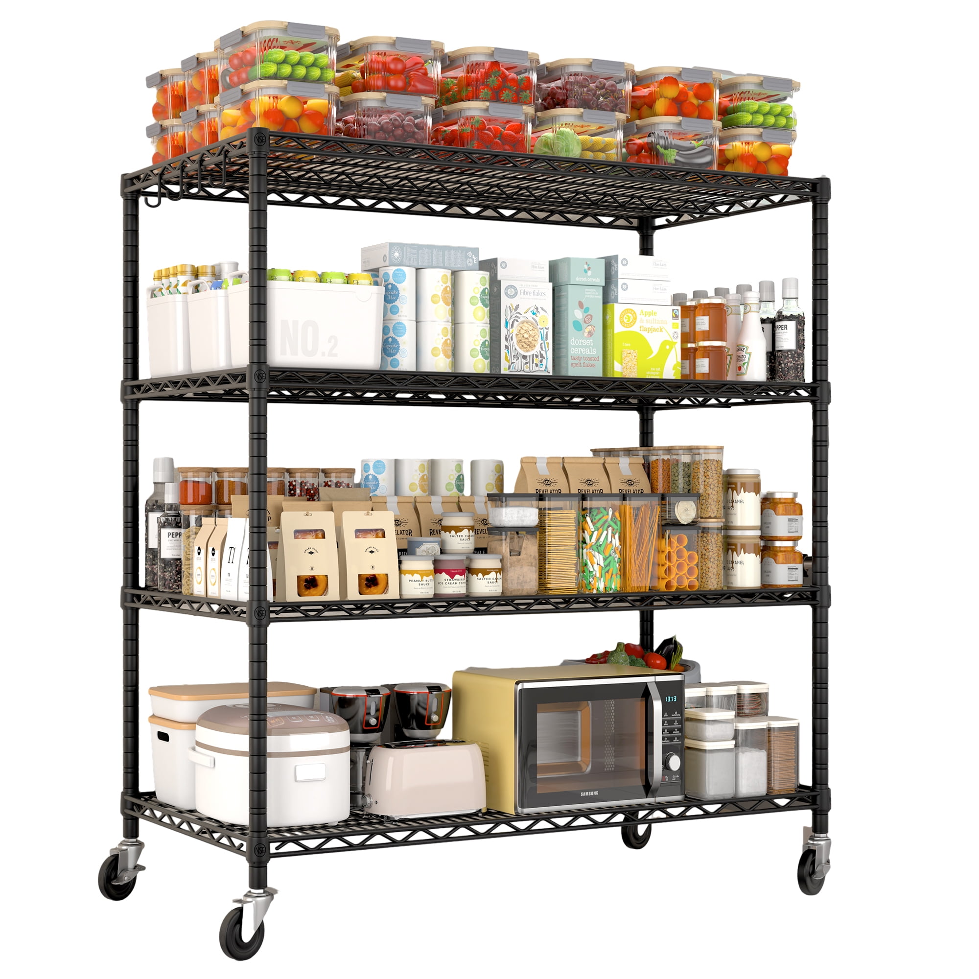TrumanPick 4-Tier Movable Storage Rack, 55.5''W x 24''D x 76''H Heavy ...