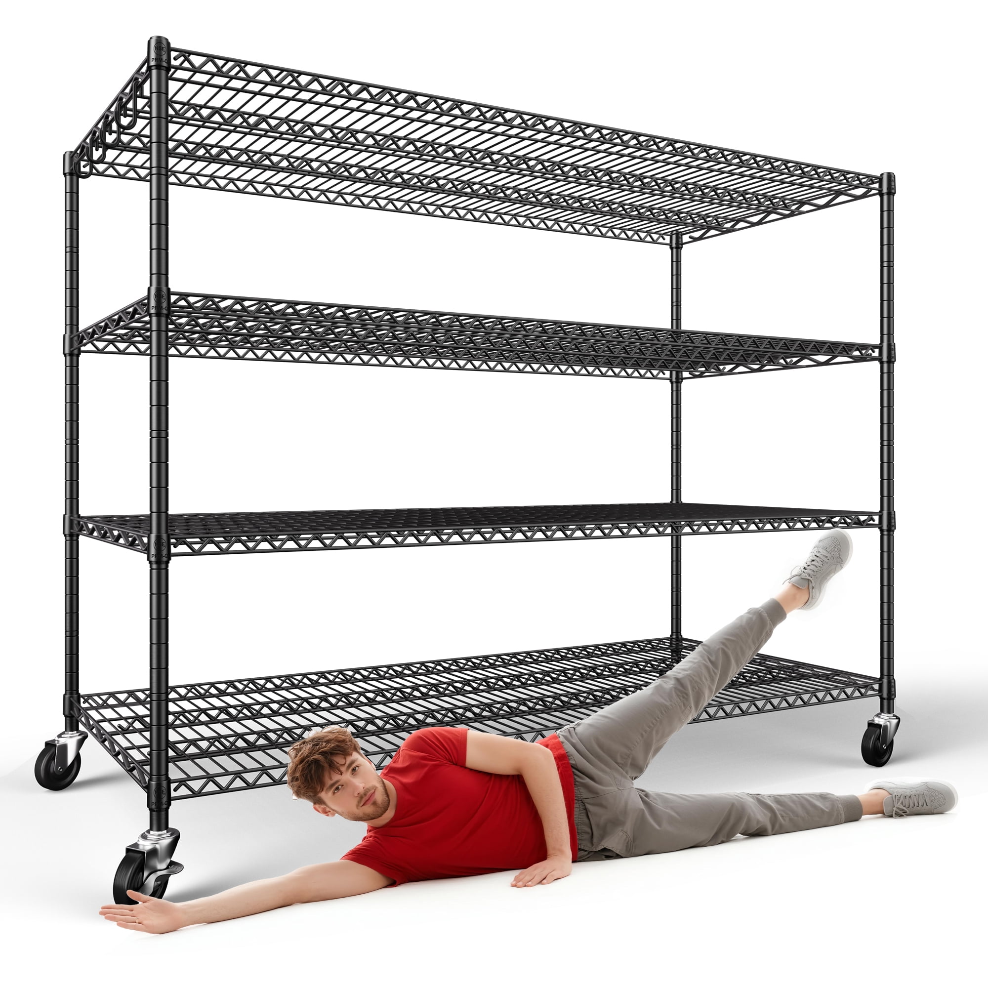 TrumanPick 4 Tier Storage Shelves 2800LBS Shelving Unit with Wheels 76 ...