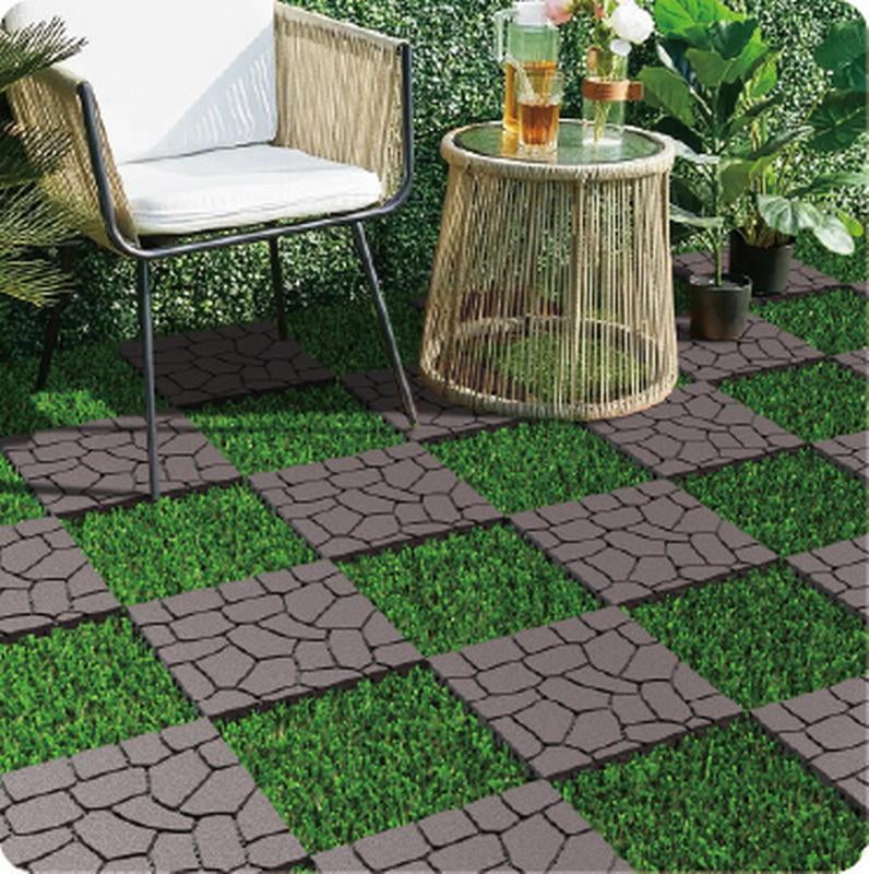 TrumanPick 44 PCS Plastic Deck Tiles Outdoor Interlocking Patio Tiles ...