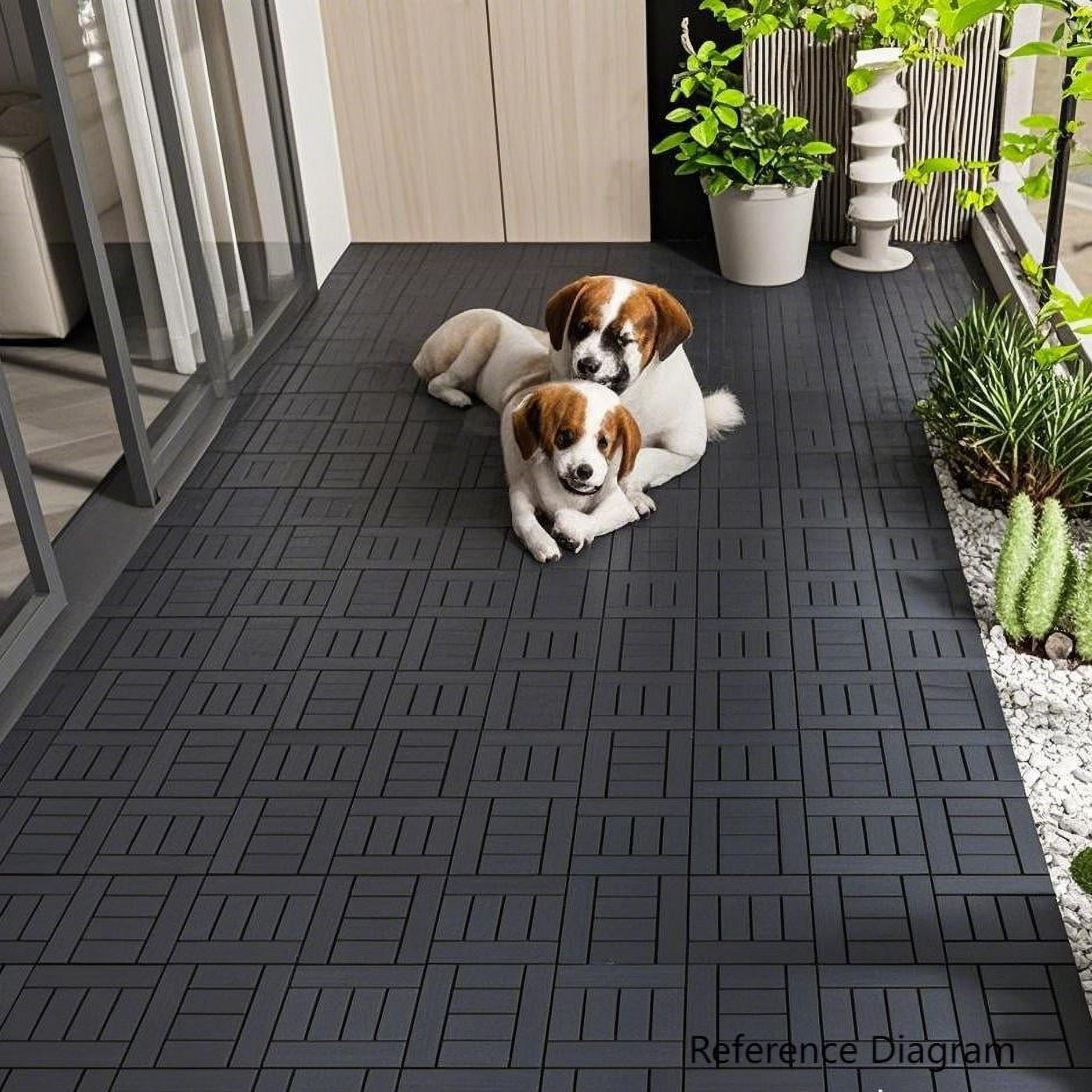 TrumanPick 44 PCS Plastic Deck Tiles Outdoor Interlocking Patio Tiles ...