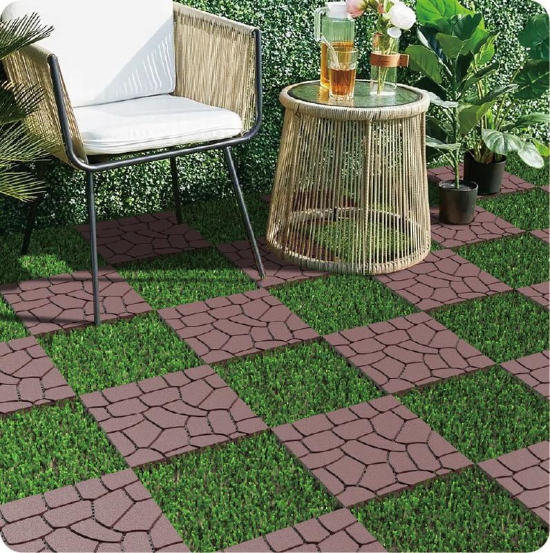 TrumanPick 44 PCS Plastic Deck Tiles Outdoor Interlocking Patio Tiles ...