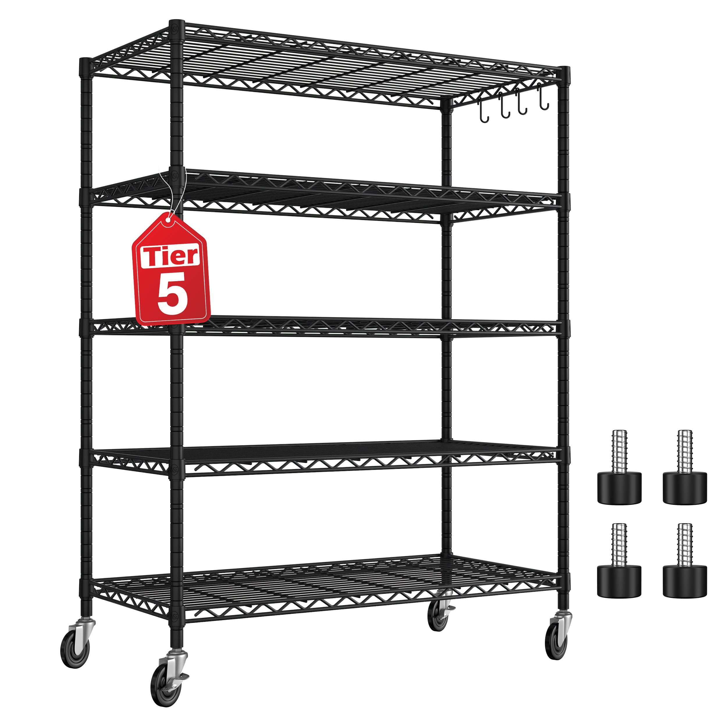 TrumanPick 48"W x 24"D x 81"H Wire Storage Shelves with Wheels 3000 LBS ...