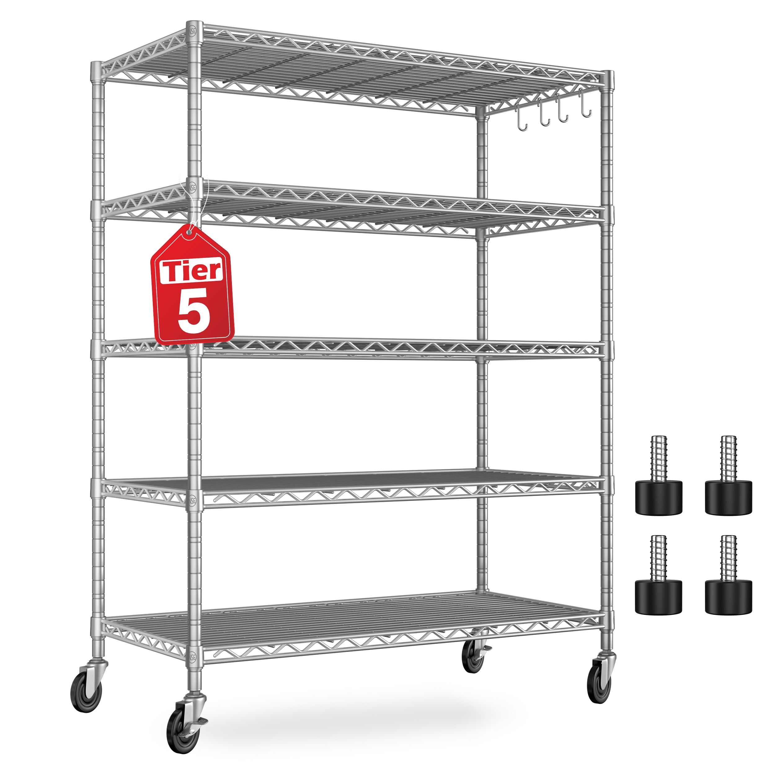 TrumanPick 48"W x 24"D x 81"H Wire Storage Shelves with Wheels 3000 LBS ...