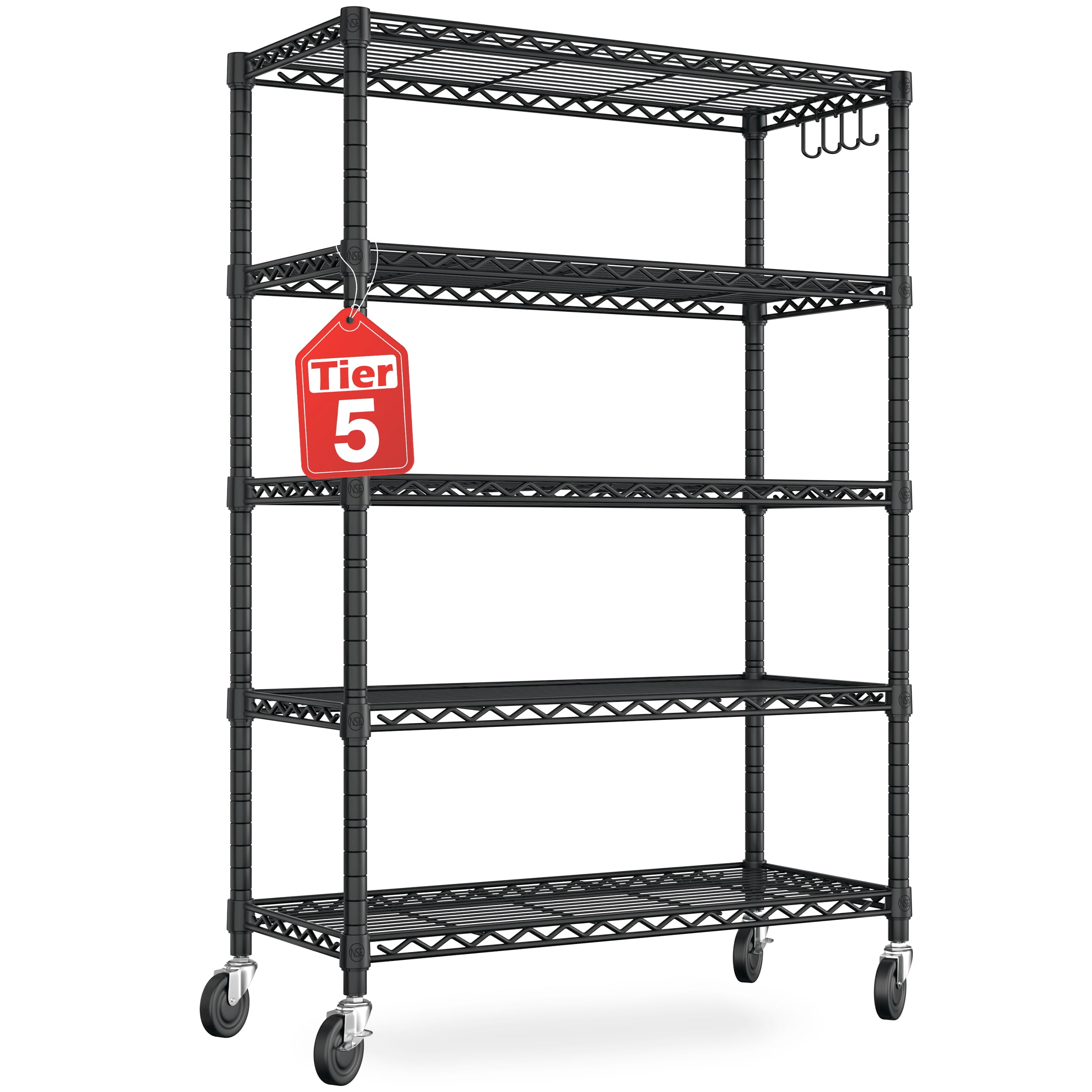 TrumanPick 5-Tier Storage Shelves with Wheels,1250lbs Metal Shelving ...