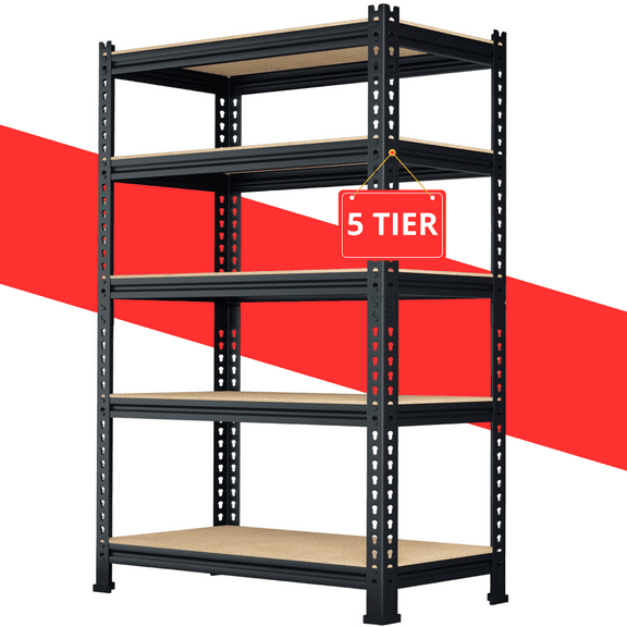 5-Tier Storage Shelf, 72" H Heavy Duty Adjustable Garage Shelving Unit ...