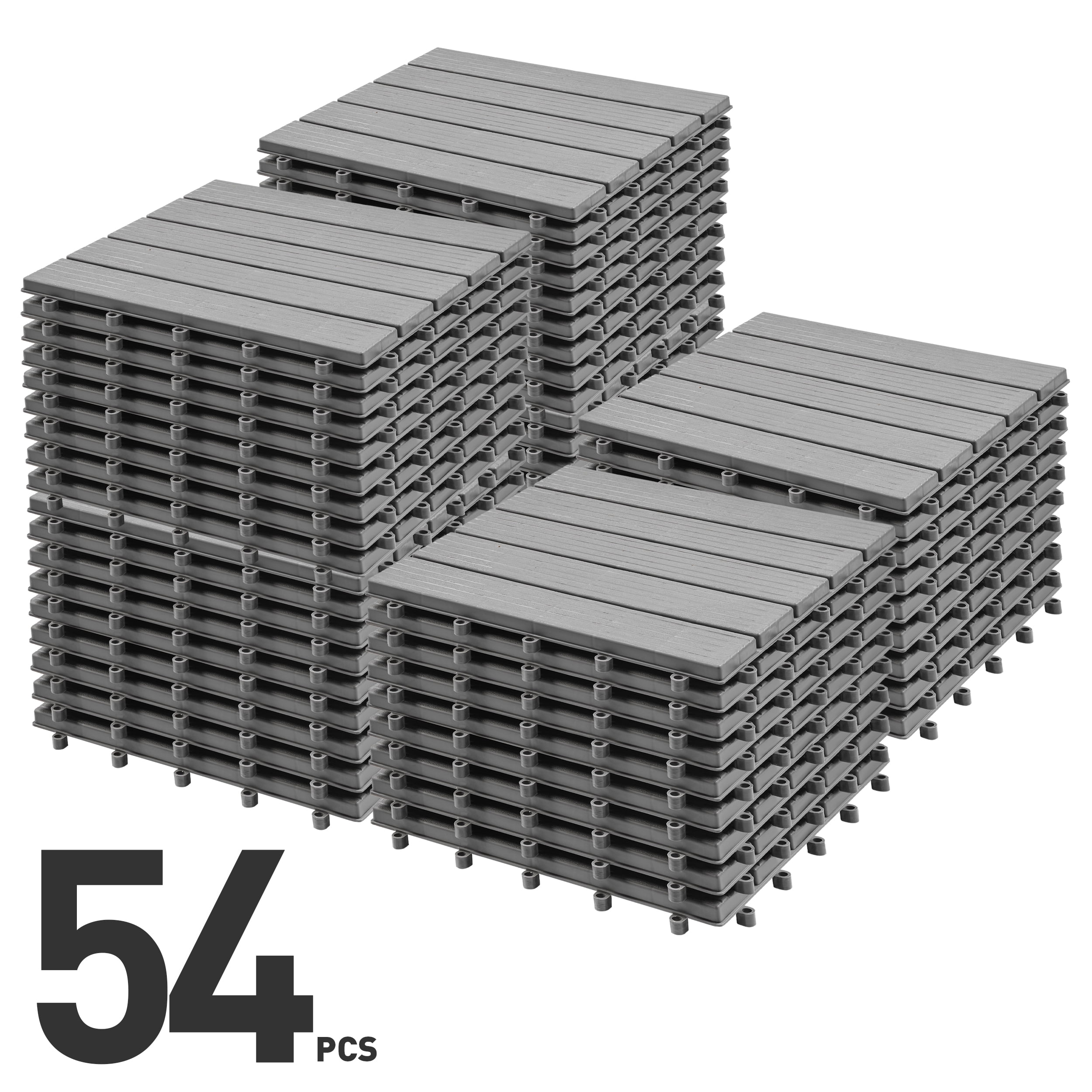 TrumanPick 54PCS Plastic Tiles Interlocking Deck Tiles for Patio Garden ...
