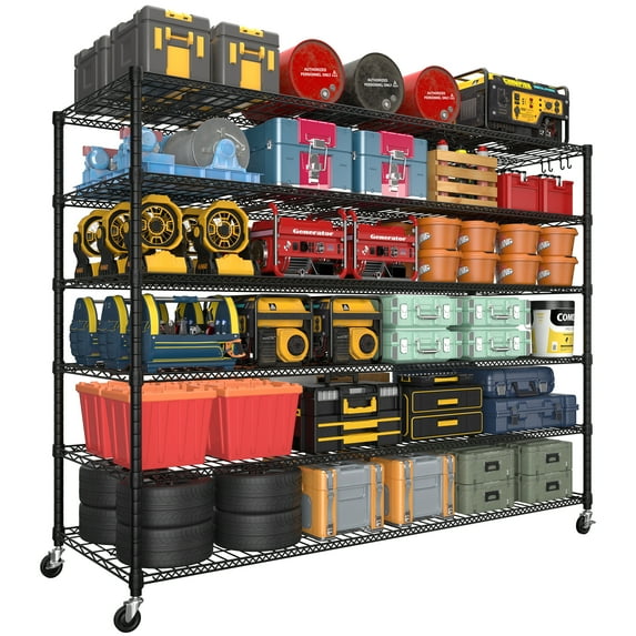 TrumanPick 55.5"W x 24"D x 76"H Heavy Duty Wire Rack, 6 Tier Storage ...