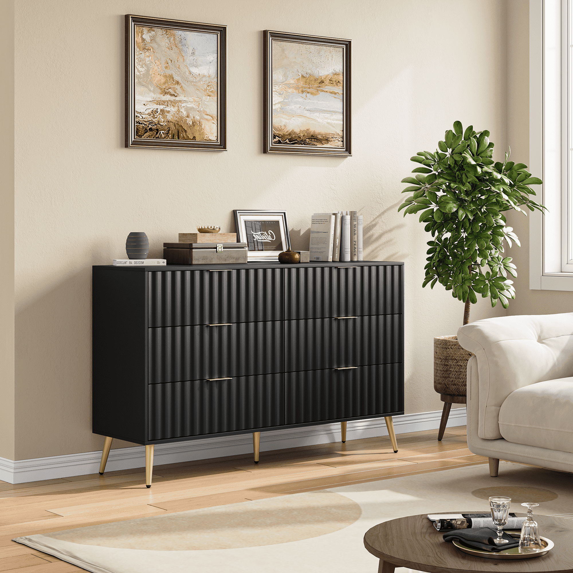 Customer reviews for TrumanPick 6 Drawer Double Dresser Fluted Black ...