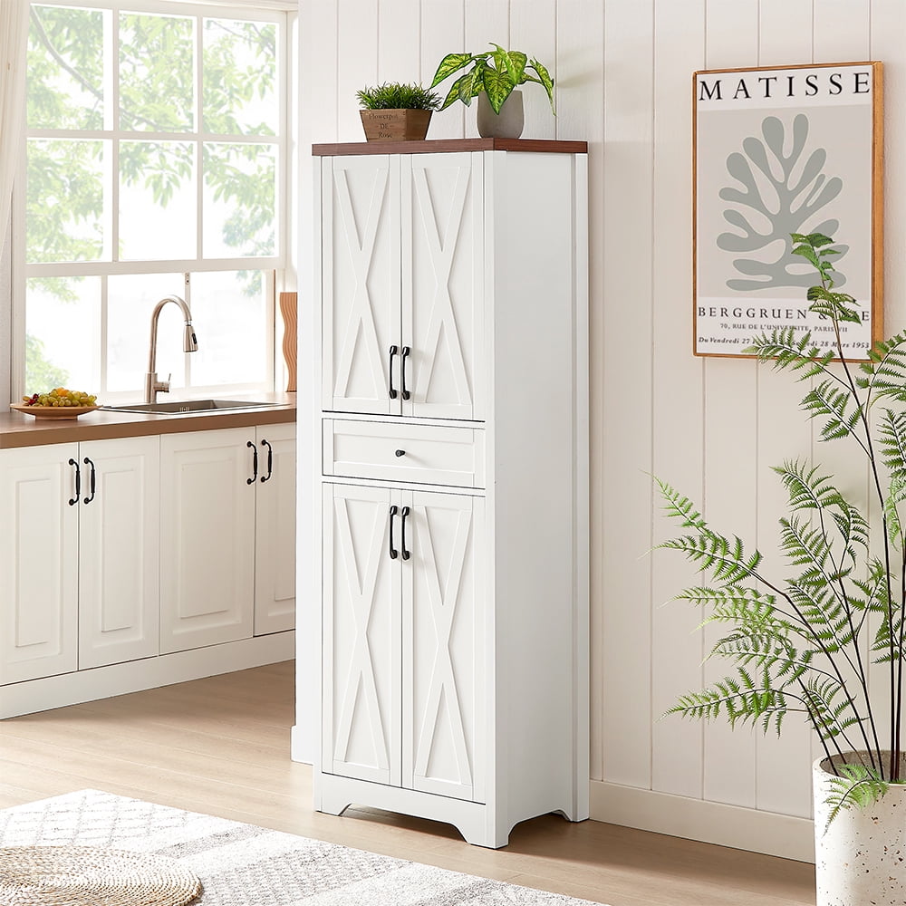 TrumanPick 68"H Tall Kitchen Pantry with 4 Doors, 1 Drawer Modern ...