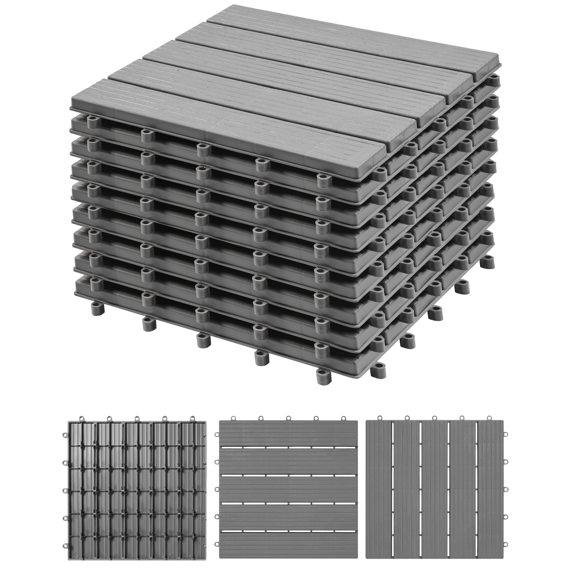 TrumanPick 9 Pack Plastic Composite Interlocking Deck Tiles for Patio ...