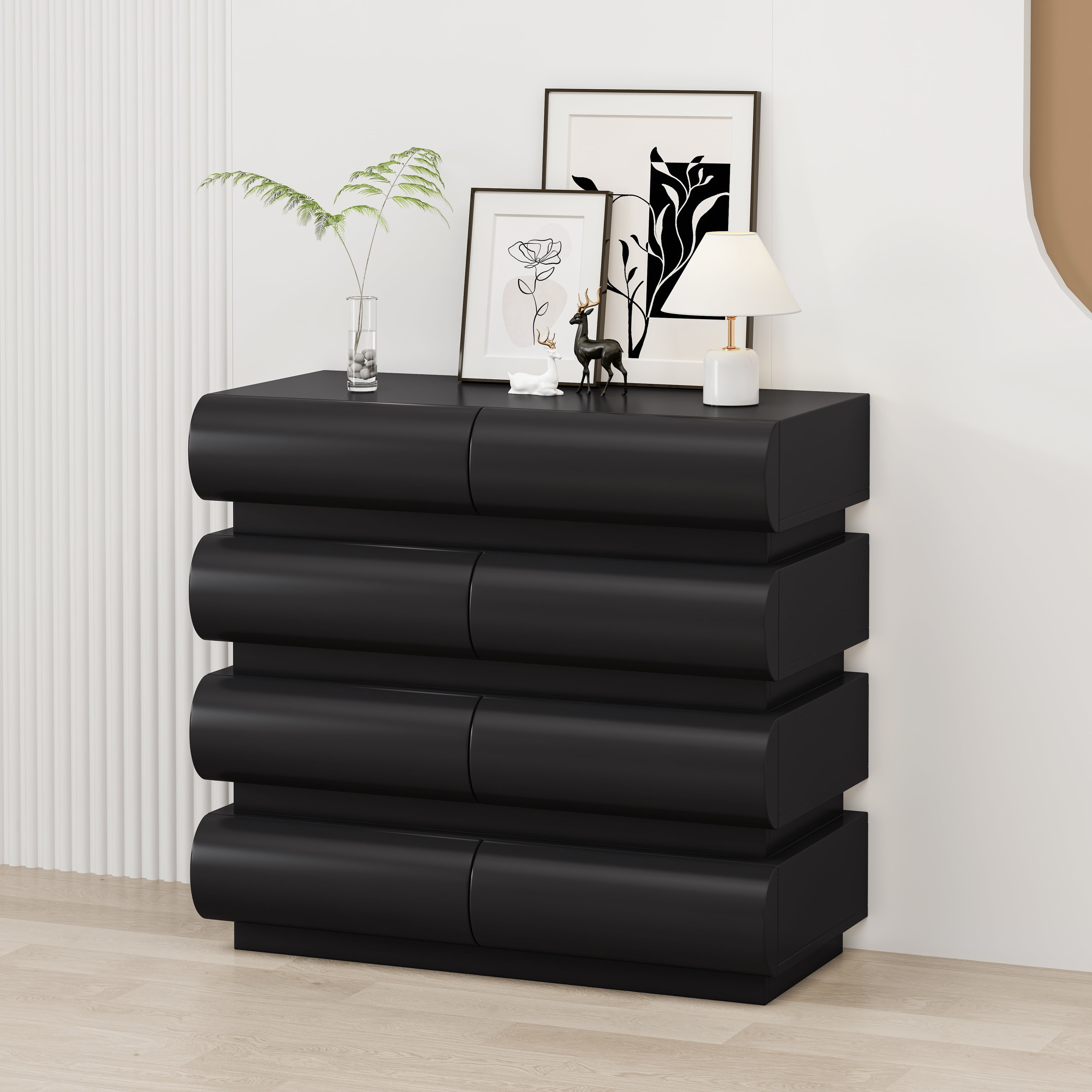 TrumanPick Black 8 Drawer Dresser for Bedroom, Modern Black Chest of ...