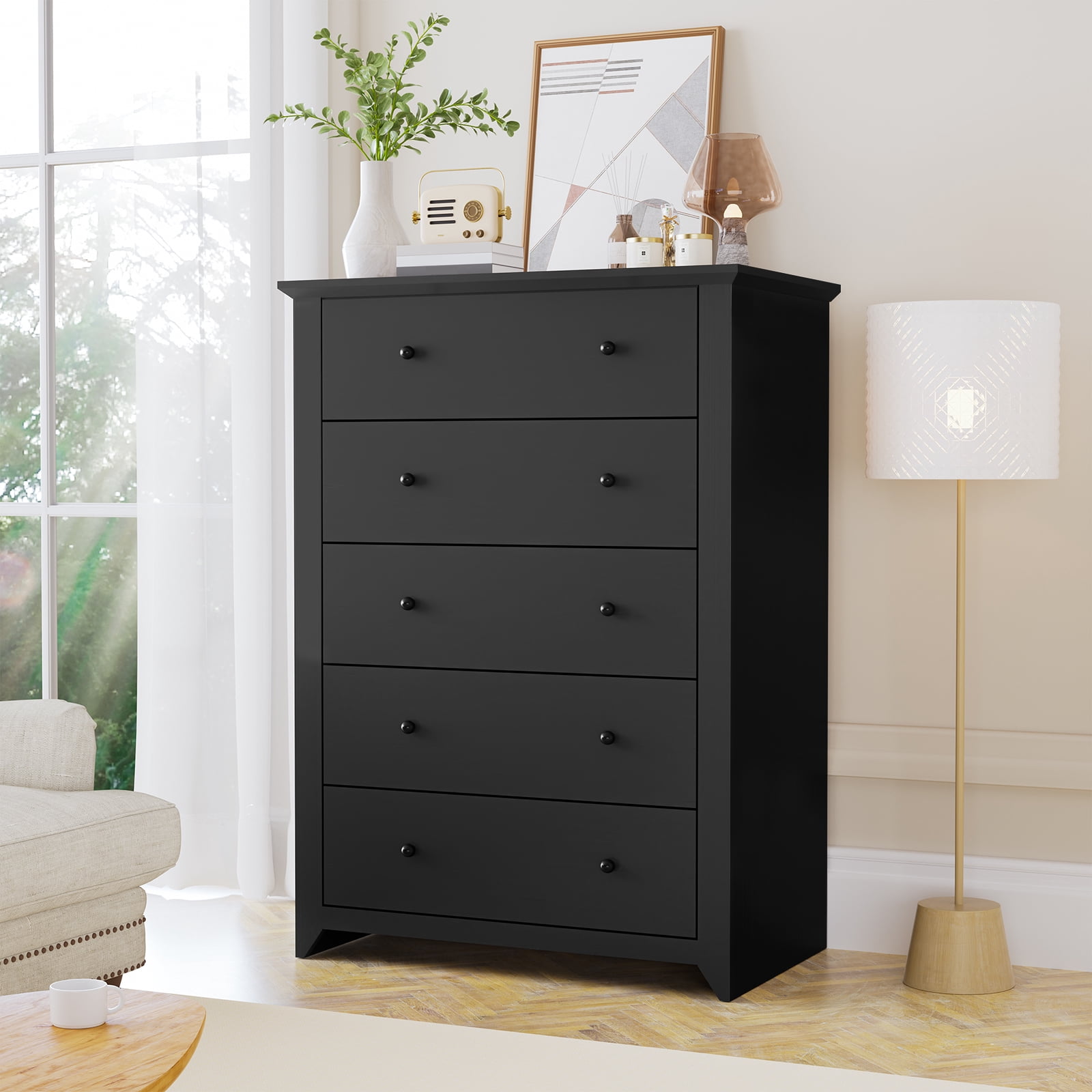 TrumanPick Black Dresser for Bedroom Chest of Drawers 5 Drawer Dresser ...