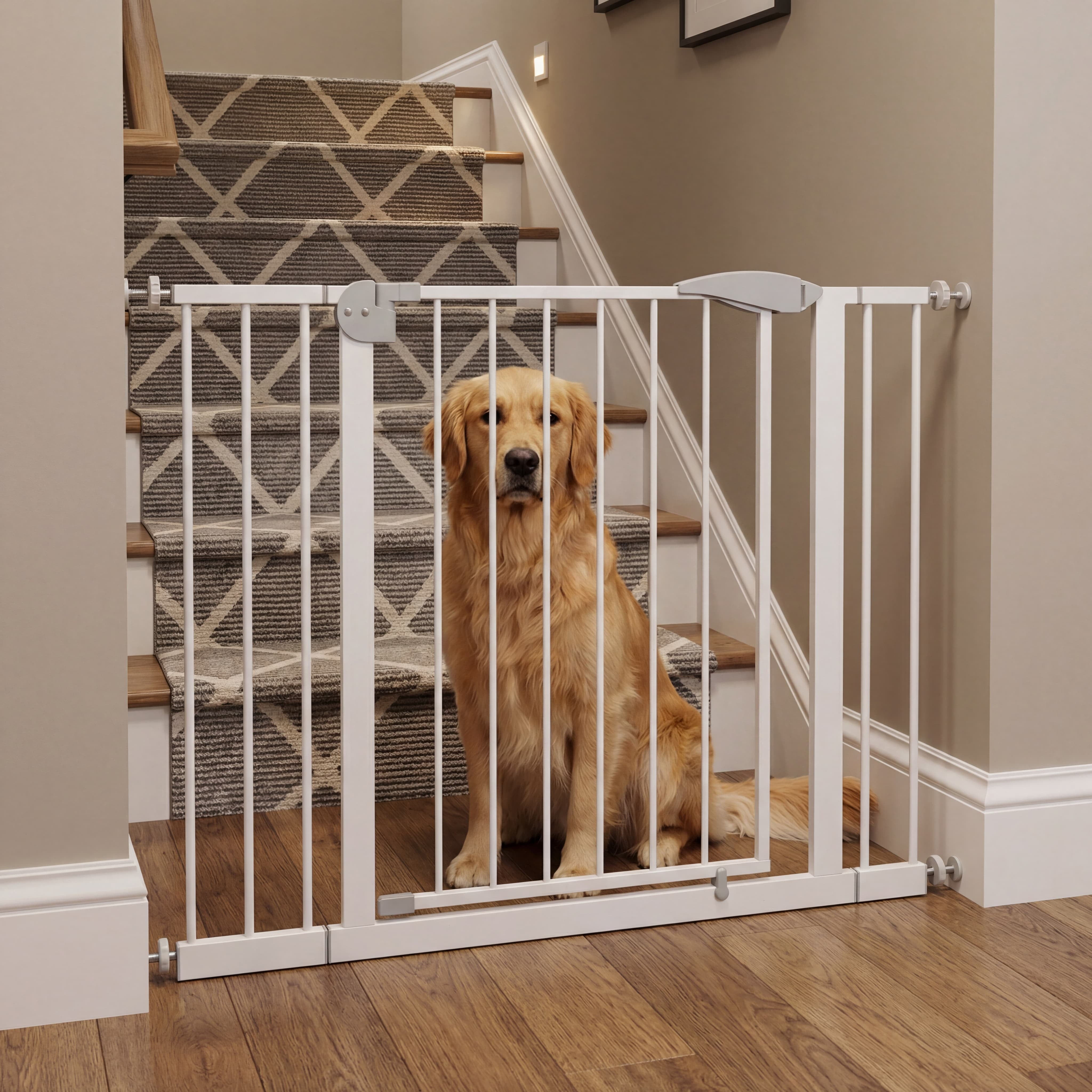 TrumanPick Easy Walk-Through Baby Gate, 29.5-45.3" Dog Gate with Pet ...