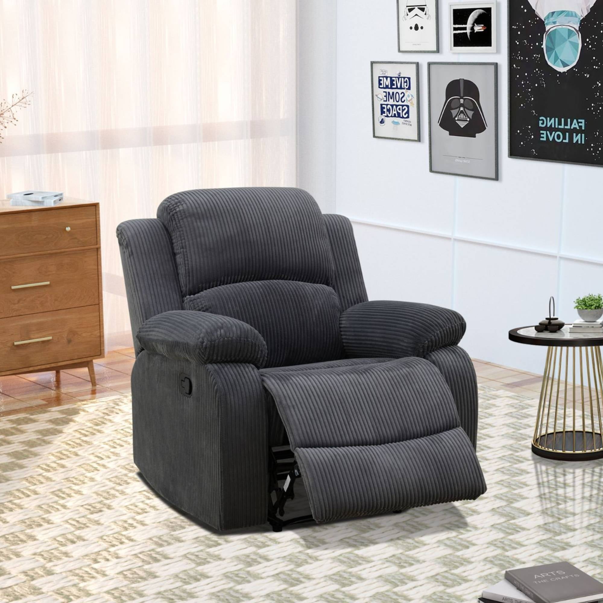 TrumanPick Manual Leather Recliner Chair,Overstuffed Rocker Armchair ...