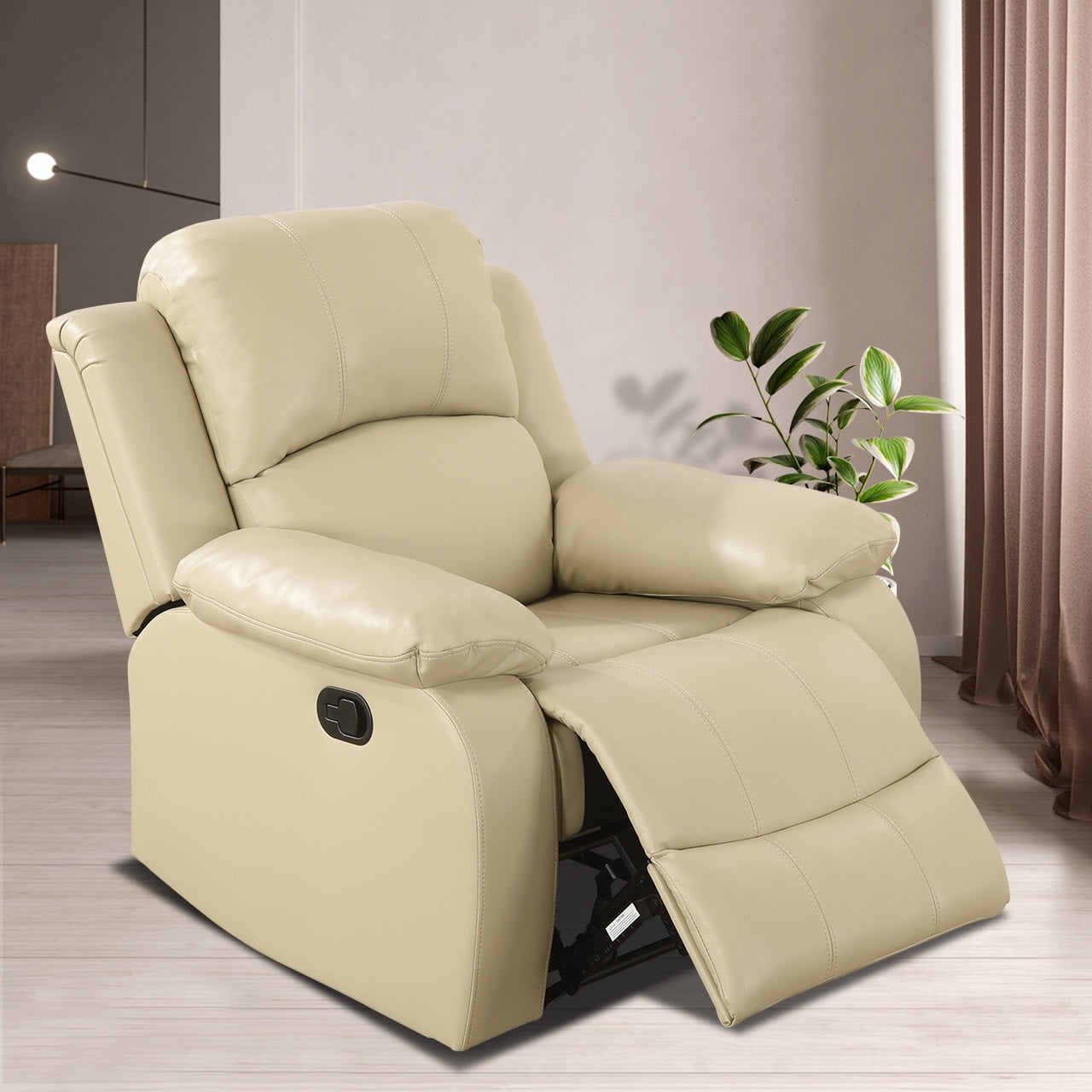 TrumanPick Manual Leather Recliner Chair,Overstuffed reclining Armchair ...