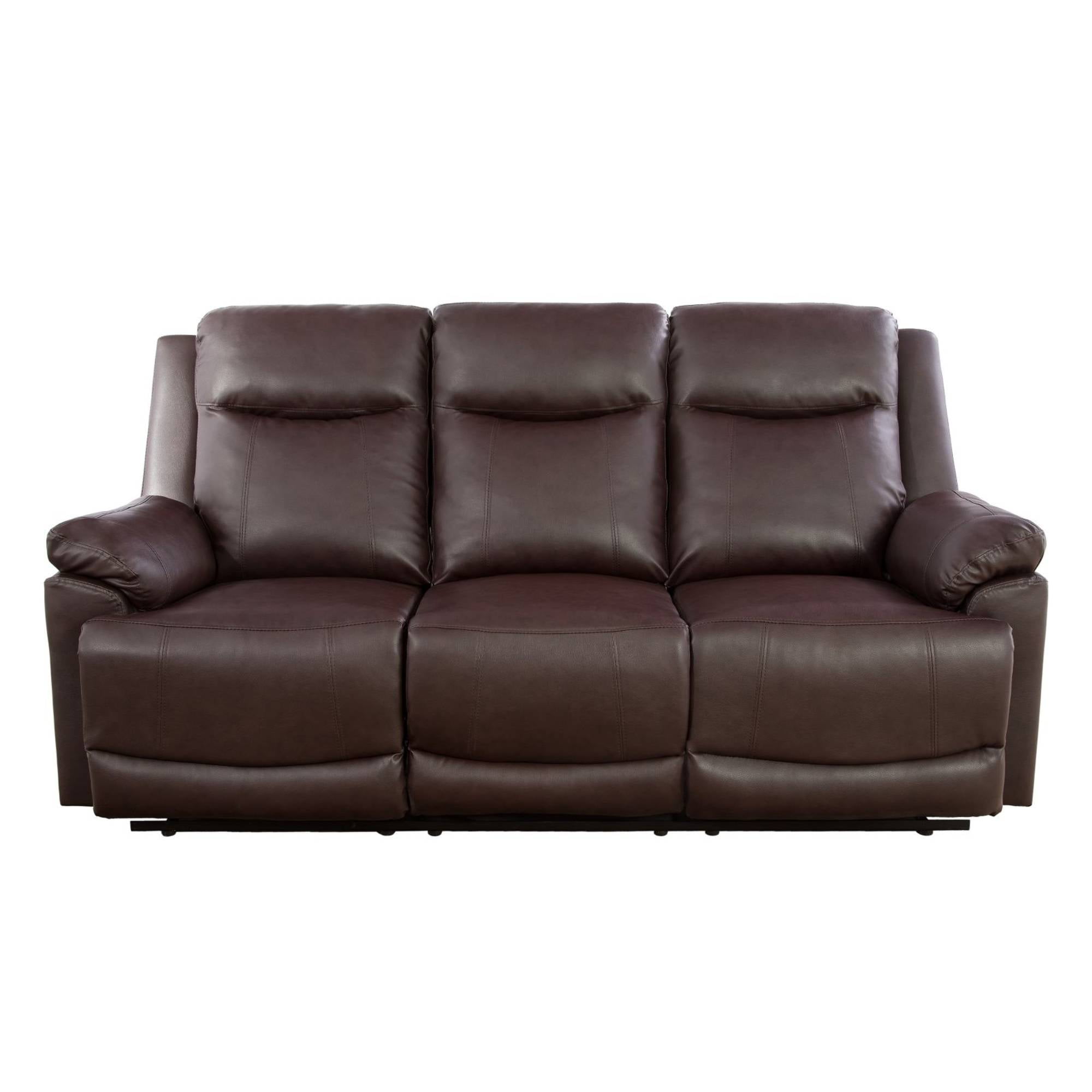 TrumanPick Manual PU Leather Recliner Chair,3 Seats Overstuffed ...