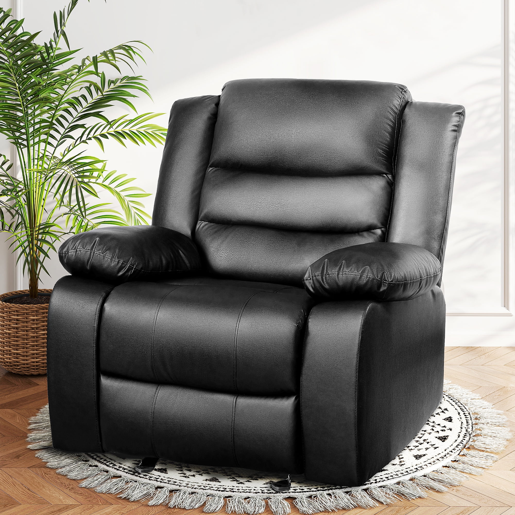 TrumanPick Manual Recliner Rocker Chair, Leather Rocker Recliner Living ...
