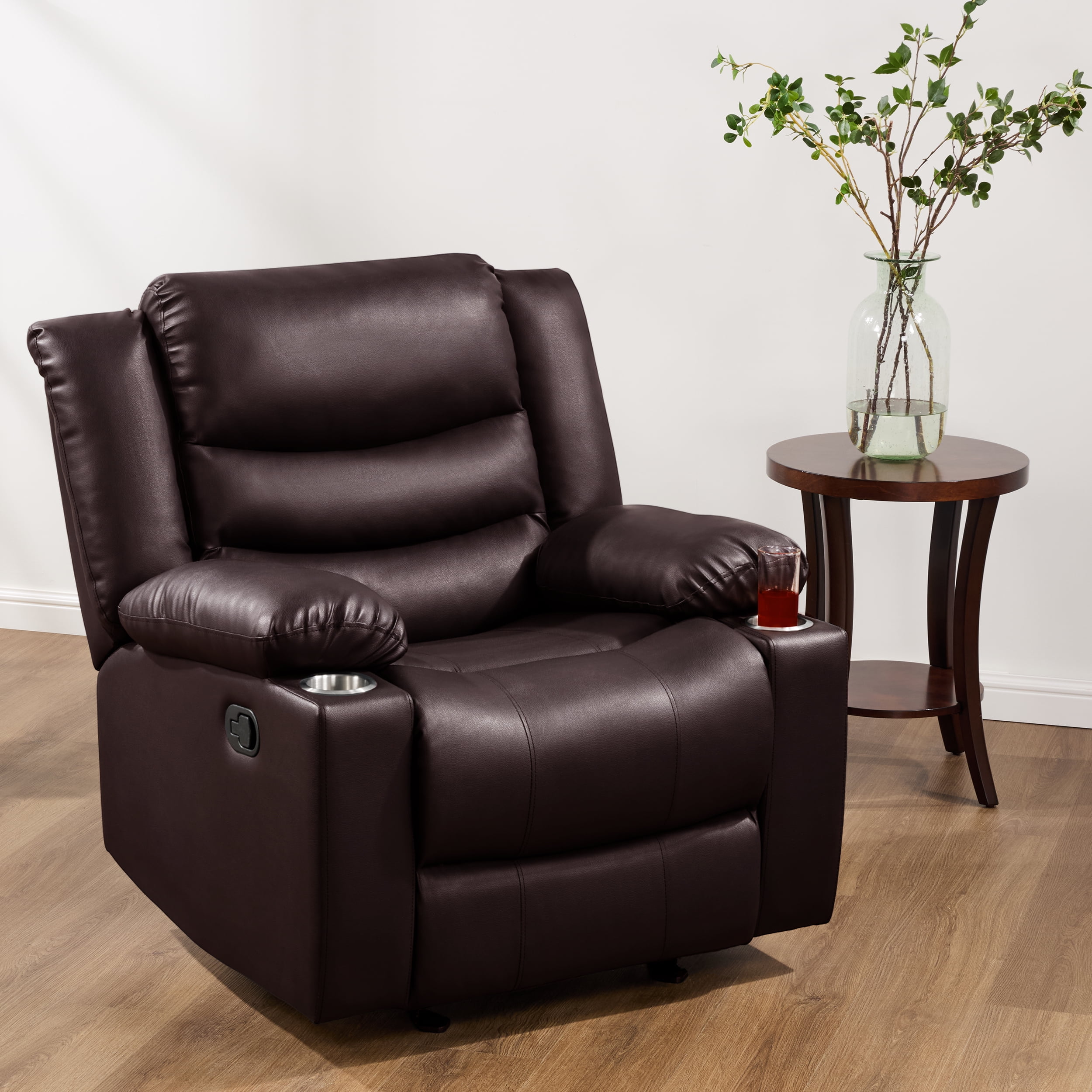 TrumanPick Manual Recliner Chair, Faux Leather Rocker Home Theater Sofa ...