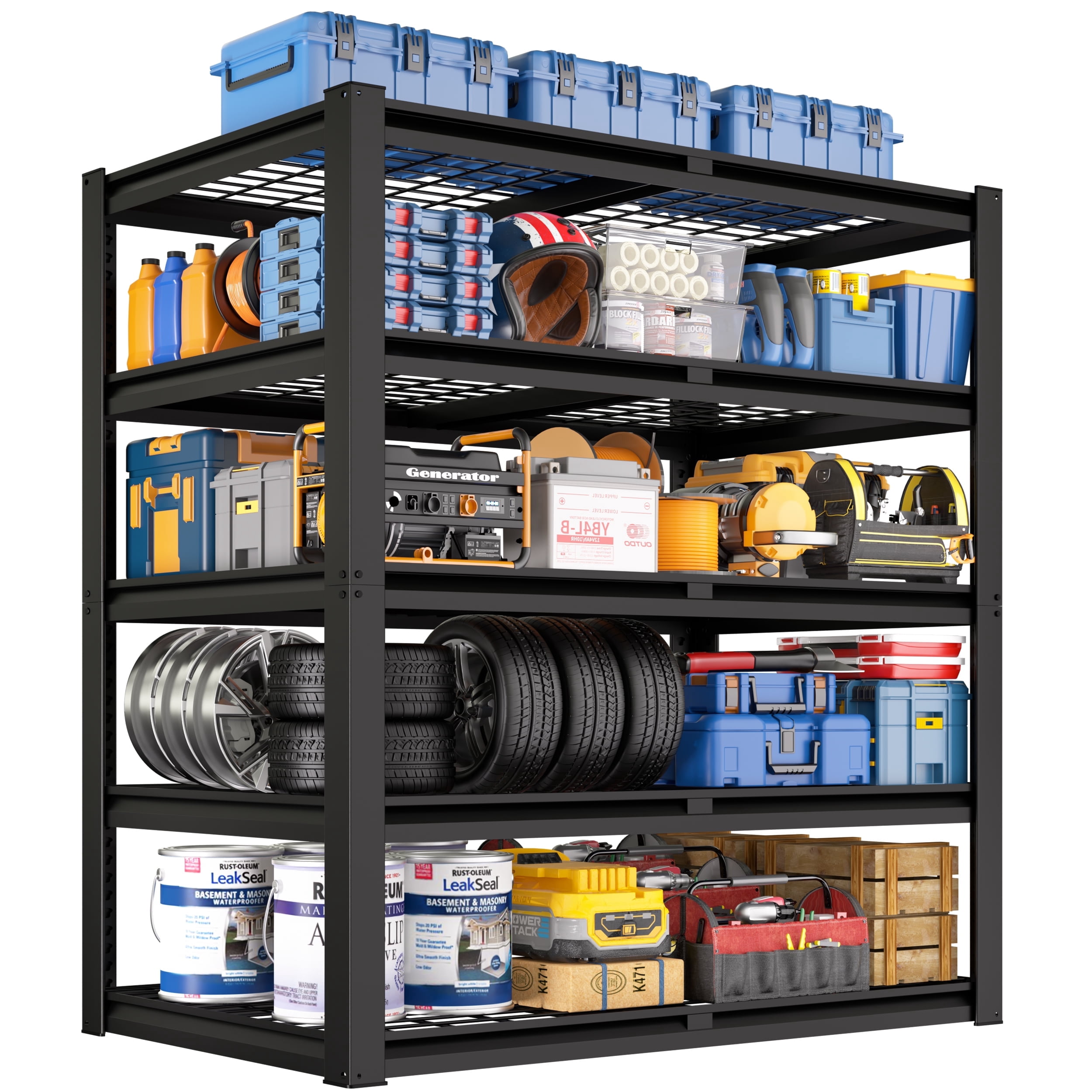 TrumanPick 2500LBS Metal Storage Shelves 48"W x 24"D x 72"H Garage ...