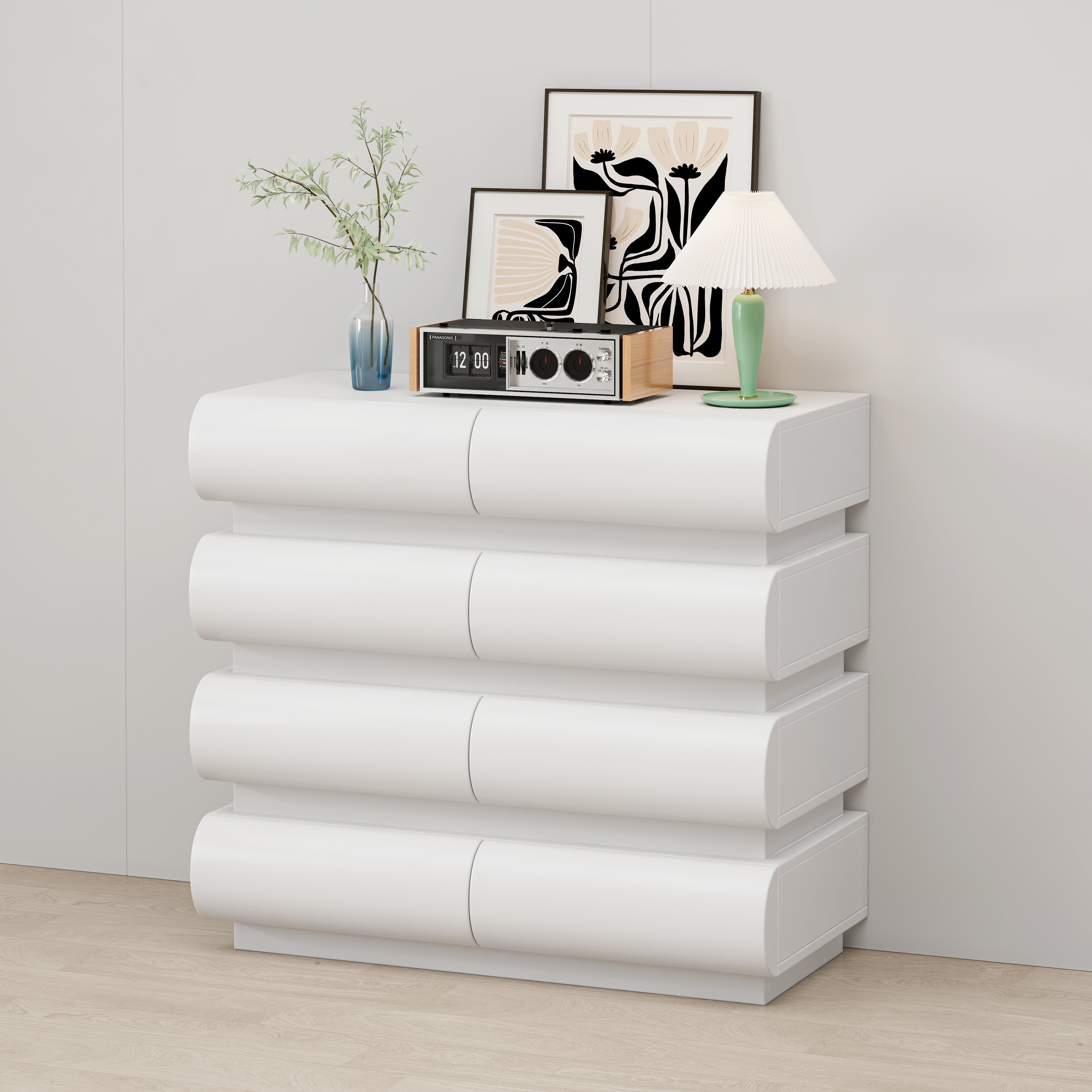 TrumanPick White 8 Drawer Dresser for Bedroom, Modern White Chest of ...
