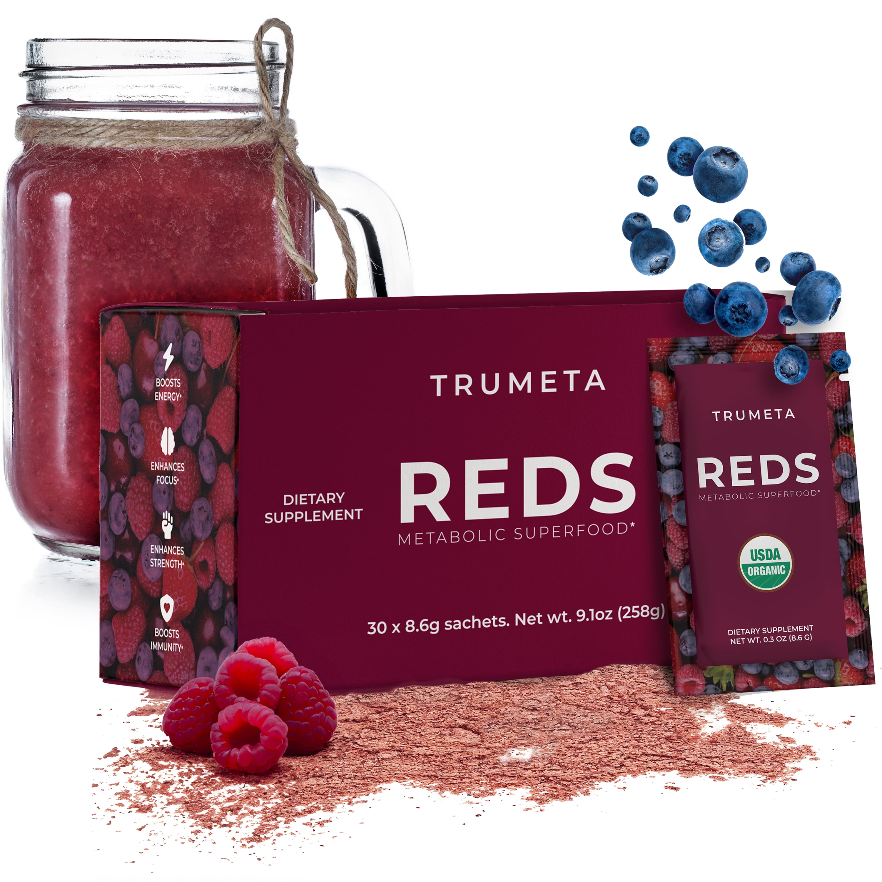 Trumeta Super Reds Powder 30 Servings, Reds Superfood Powder Blend with ...