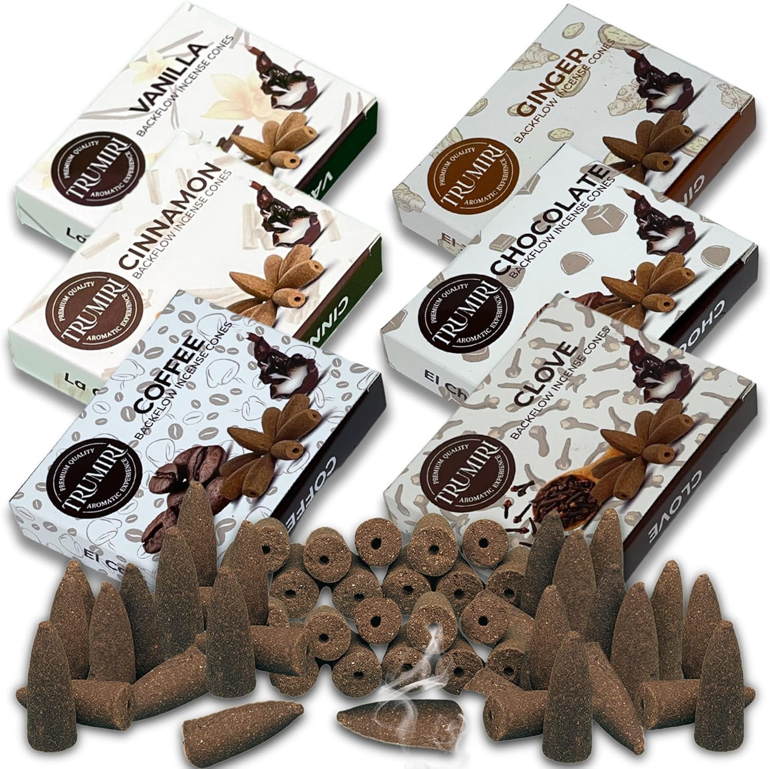 Trumiri Gourmet Backflow Incense Cones, 60 Cones, Waterfall Effect ...