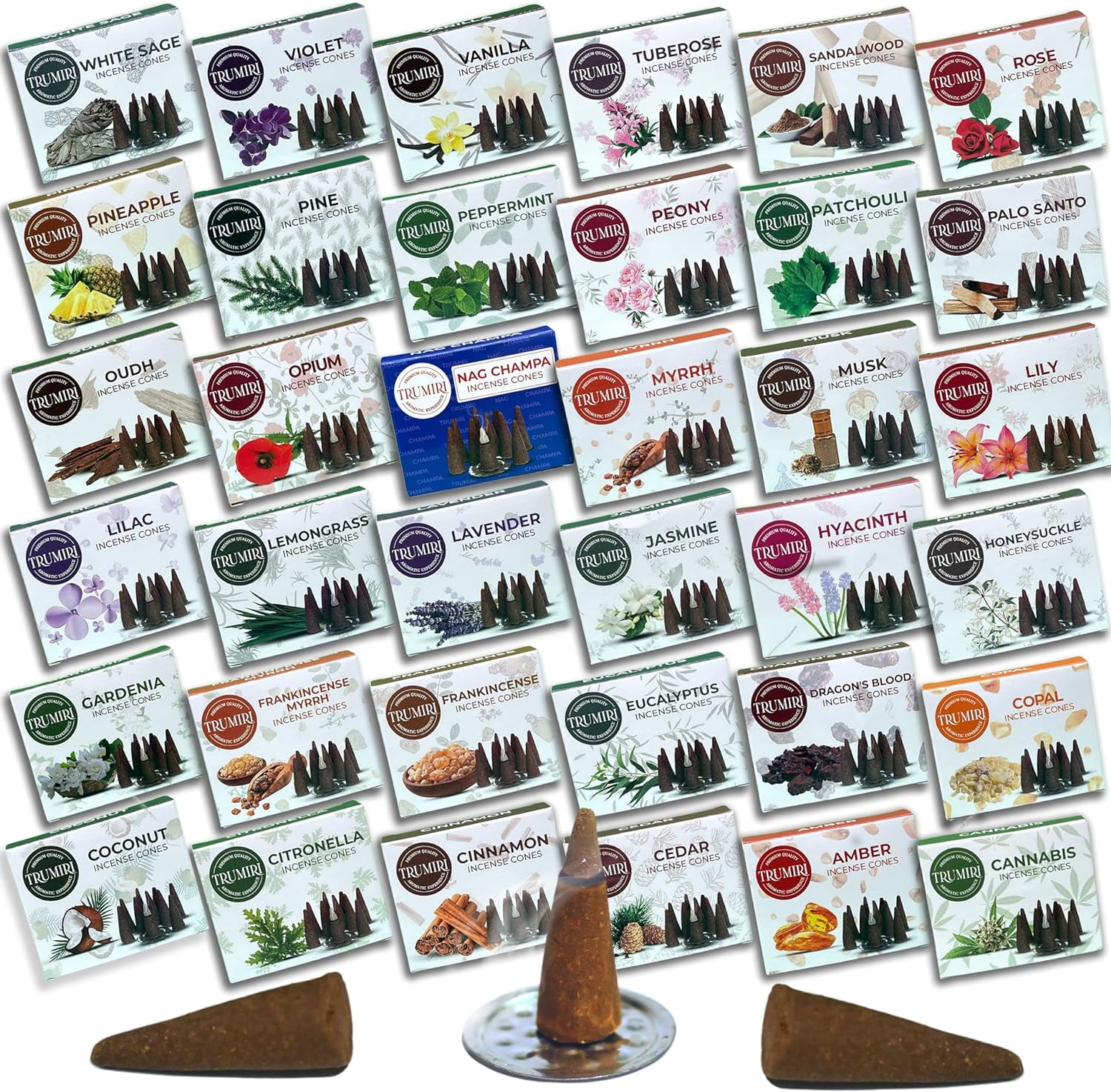 Trumiri Incense Cones Scented - 12 Random Scents - Insence Cones ...