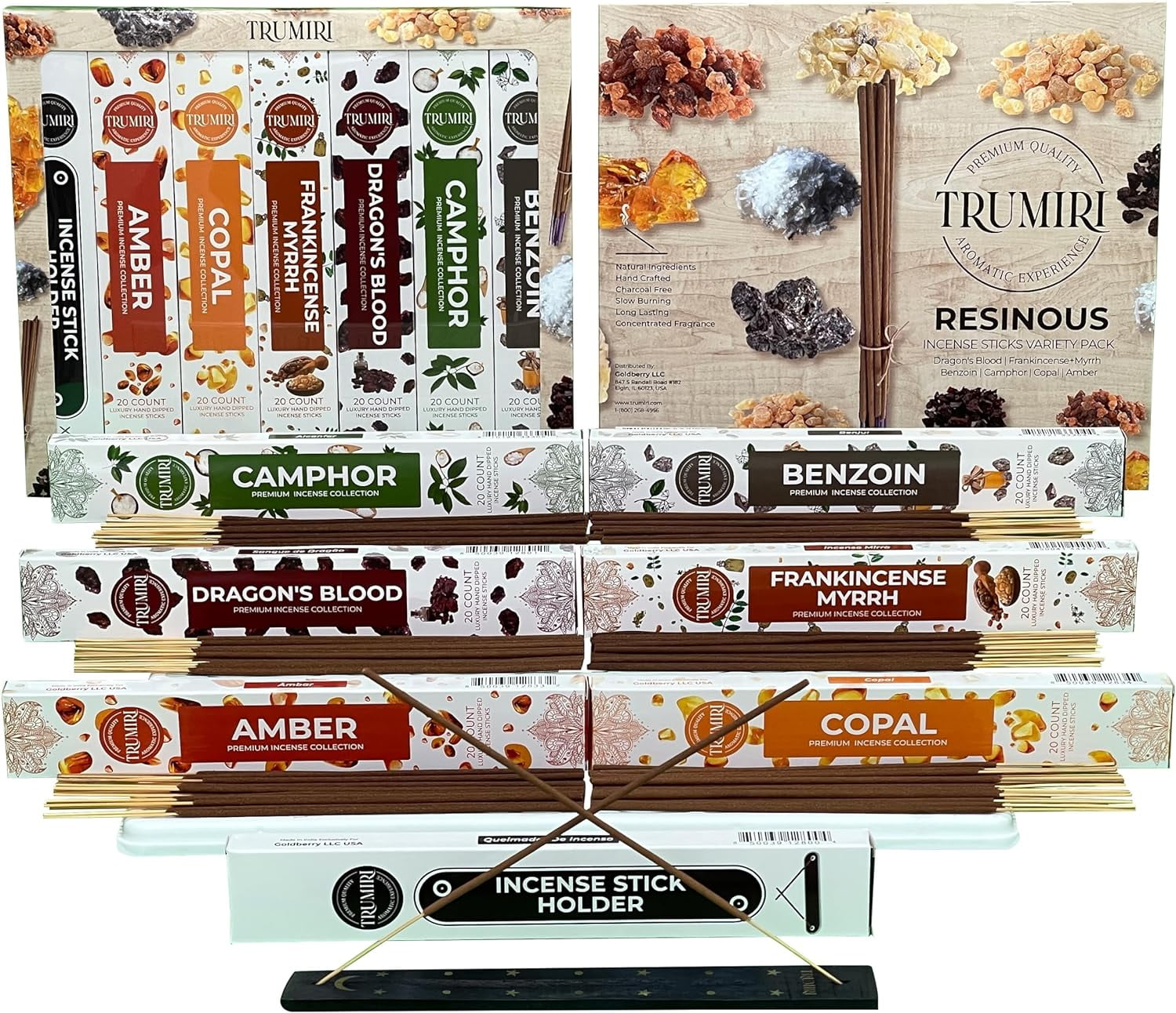 Trumiri Incense Sticks Variety Pack, 120 Sticks, Copal, Dragons Blood ...