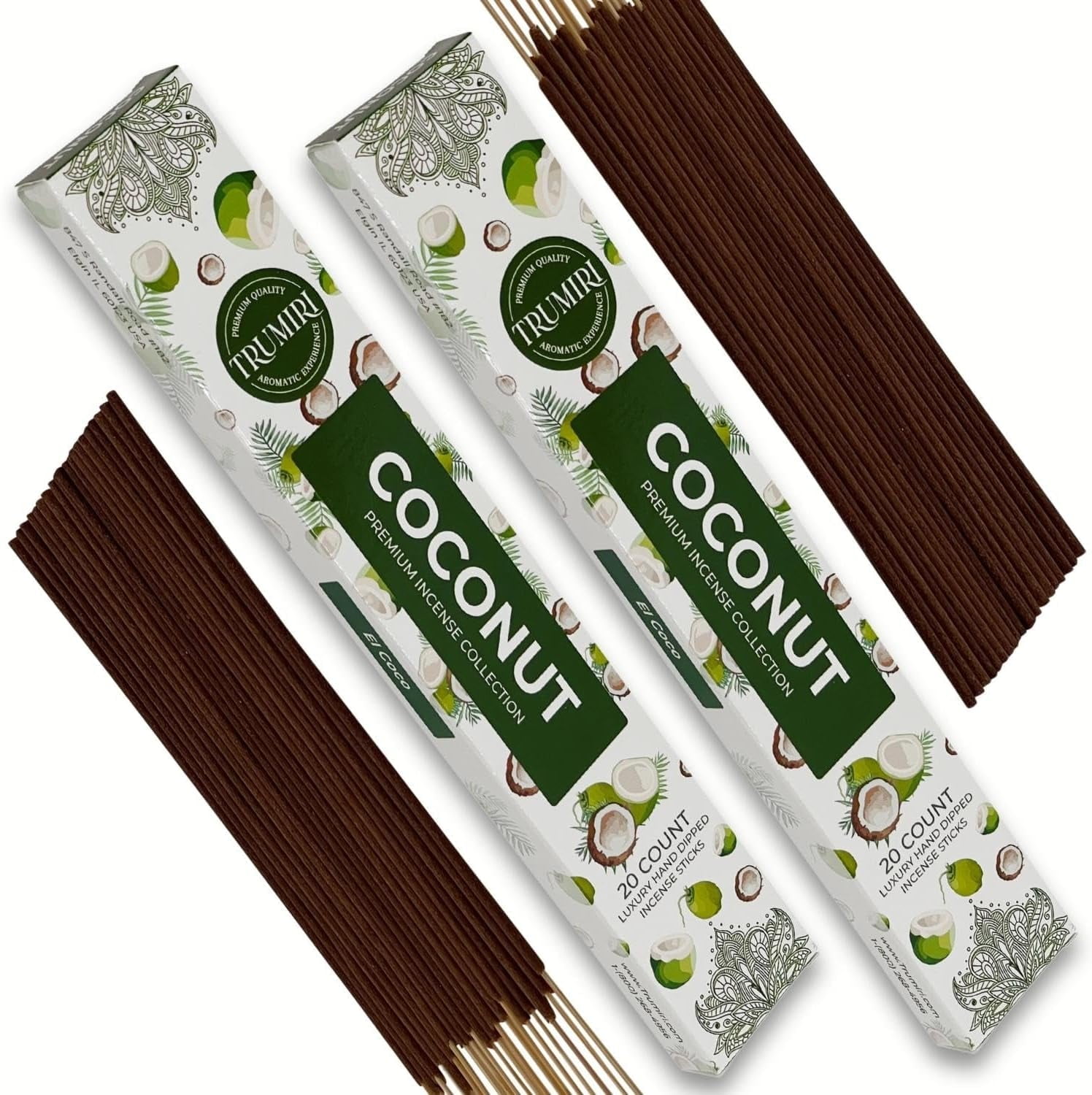 Trumiri Incense Sticks - Total 40 Coconut Insence-Sticks - Dual Pack of ...