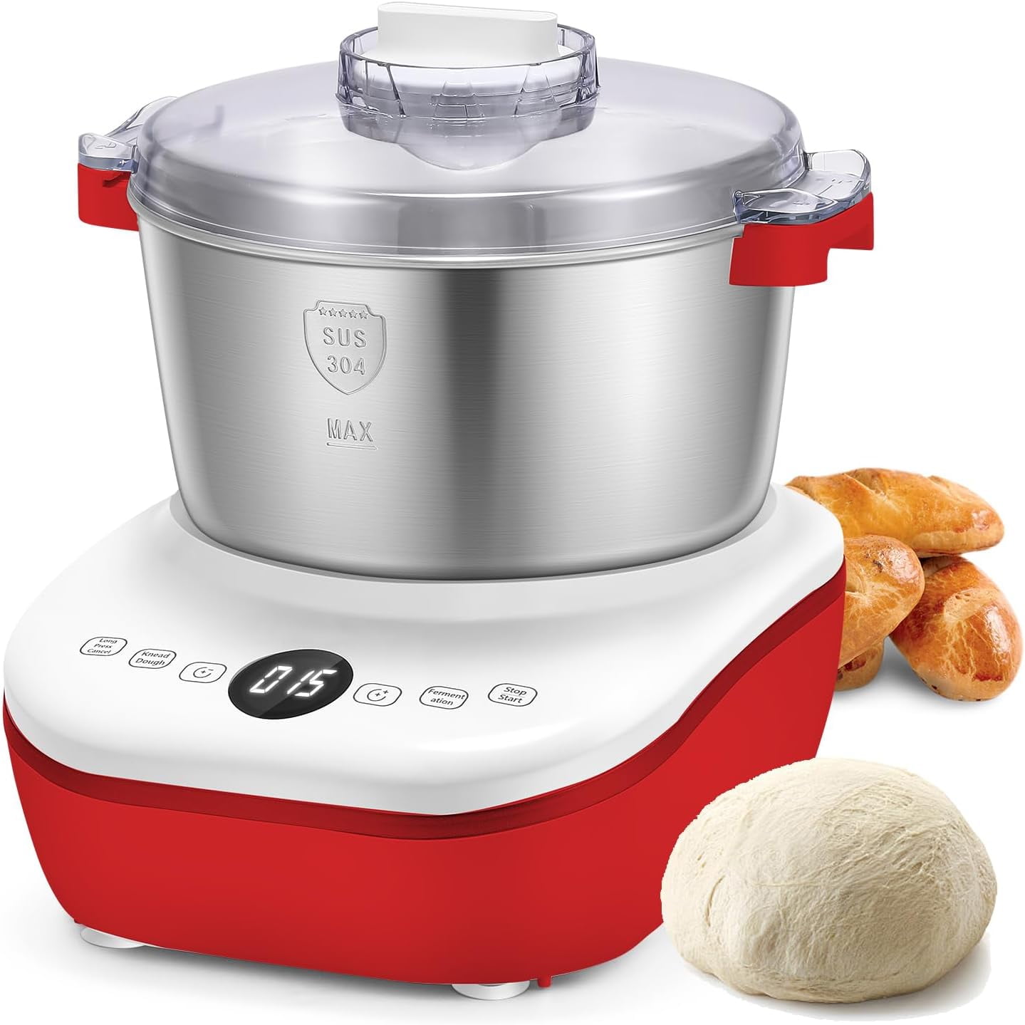 Trumoontree 5L Dough Maker with Ferment Function, 200W Dough Kneading ...