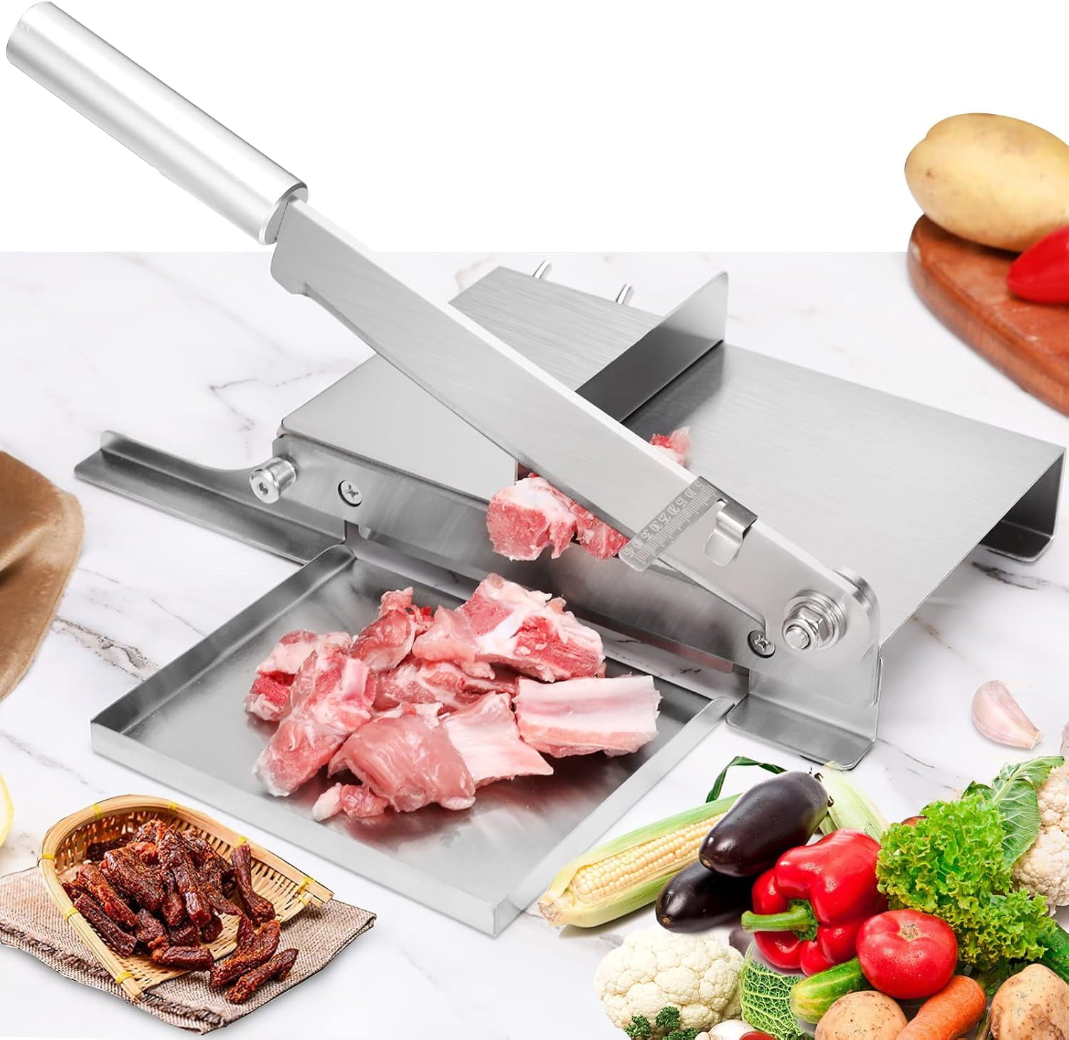 Trumoontree Biltong Slicer Manual Meat Slicer Cutter with Scale ...