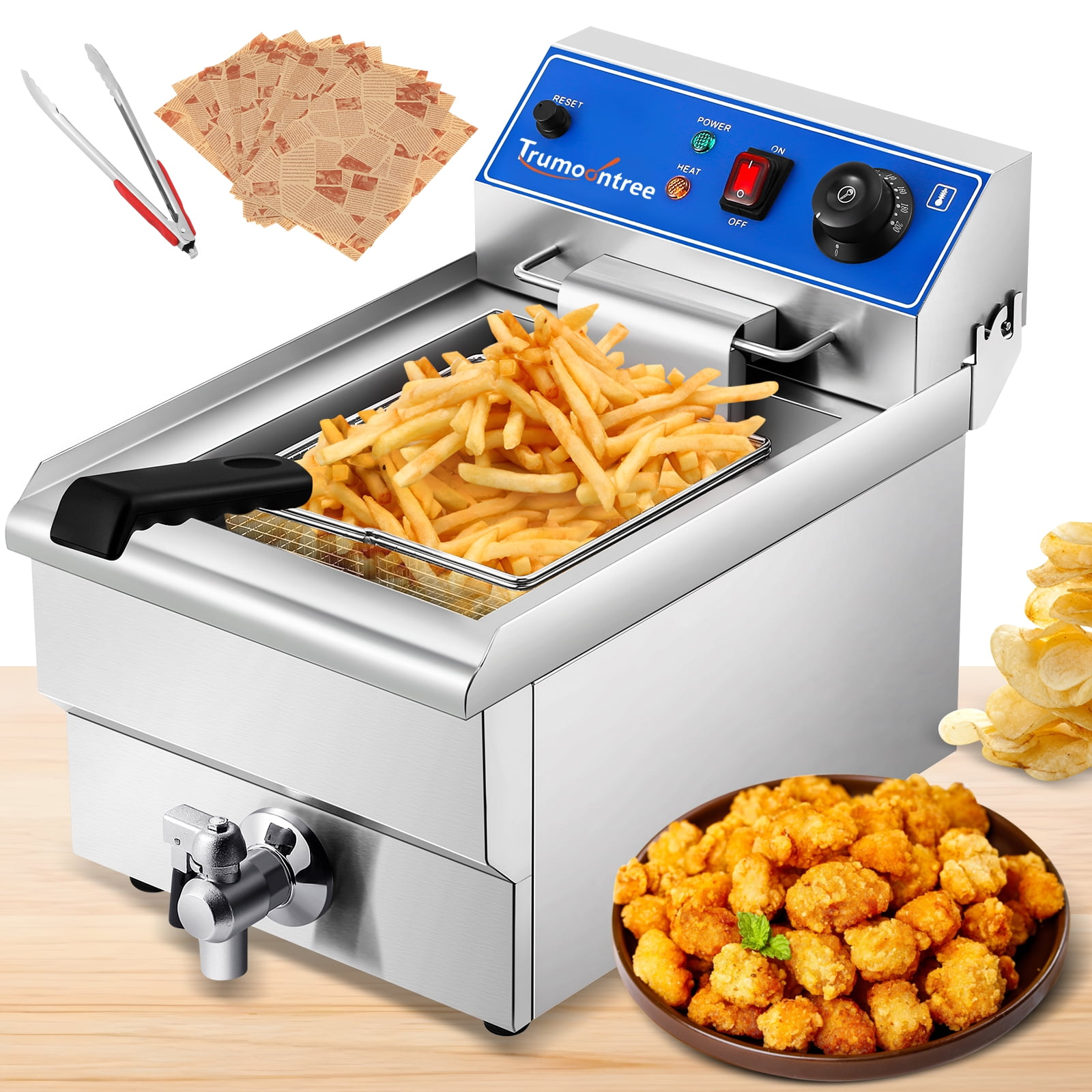 Trumoontree Commercial Deep Fryer Machine 12.3QT Electric Countertop ...