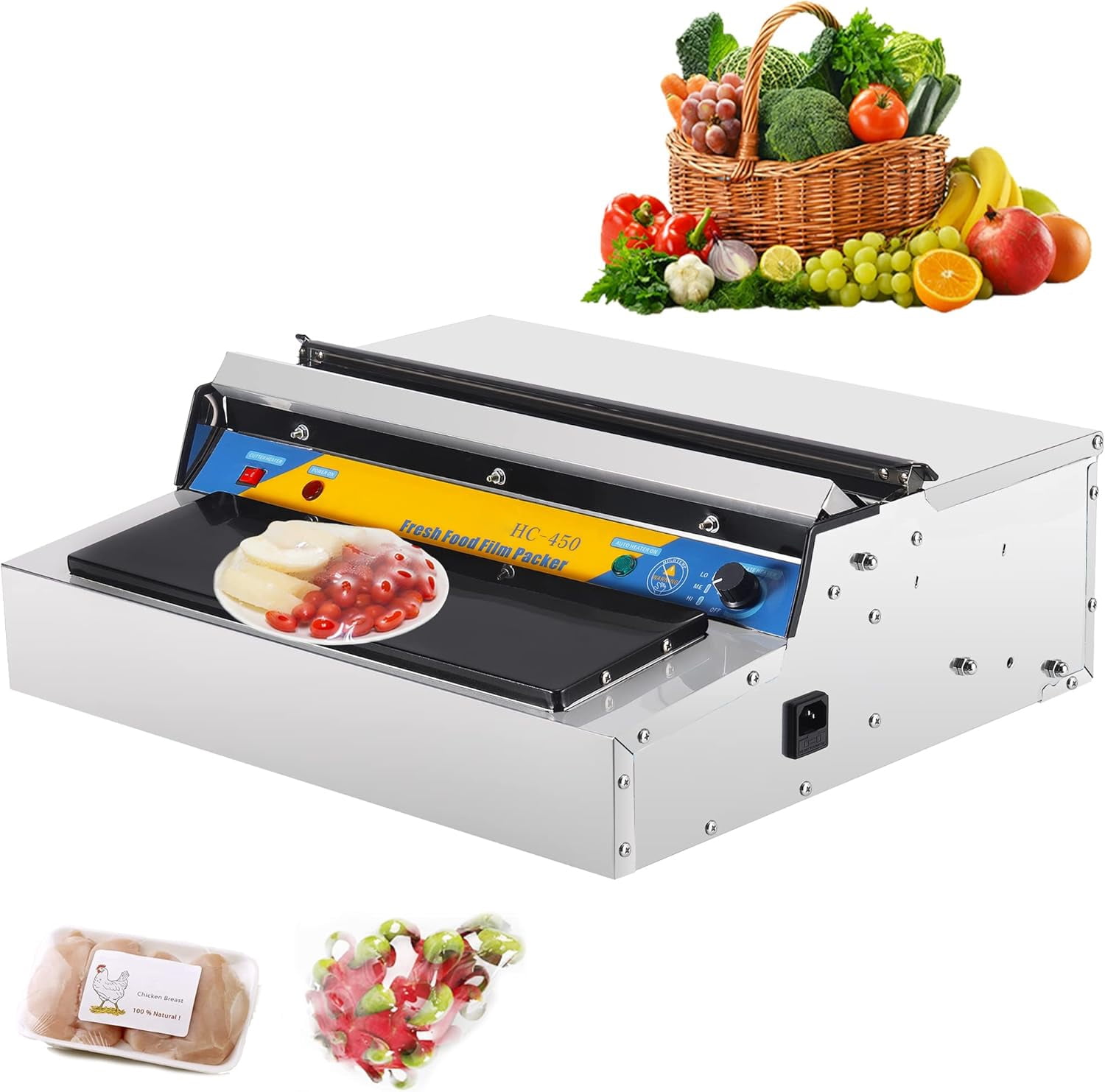 Trumoontree Hand Wrapping Machine,17.7inch, Stainless Steel Food Sealer ...