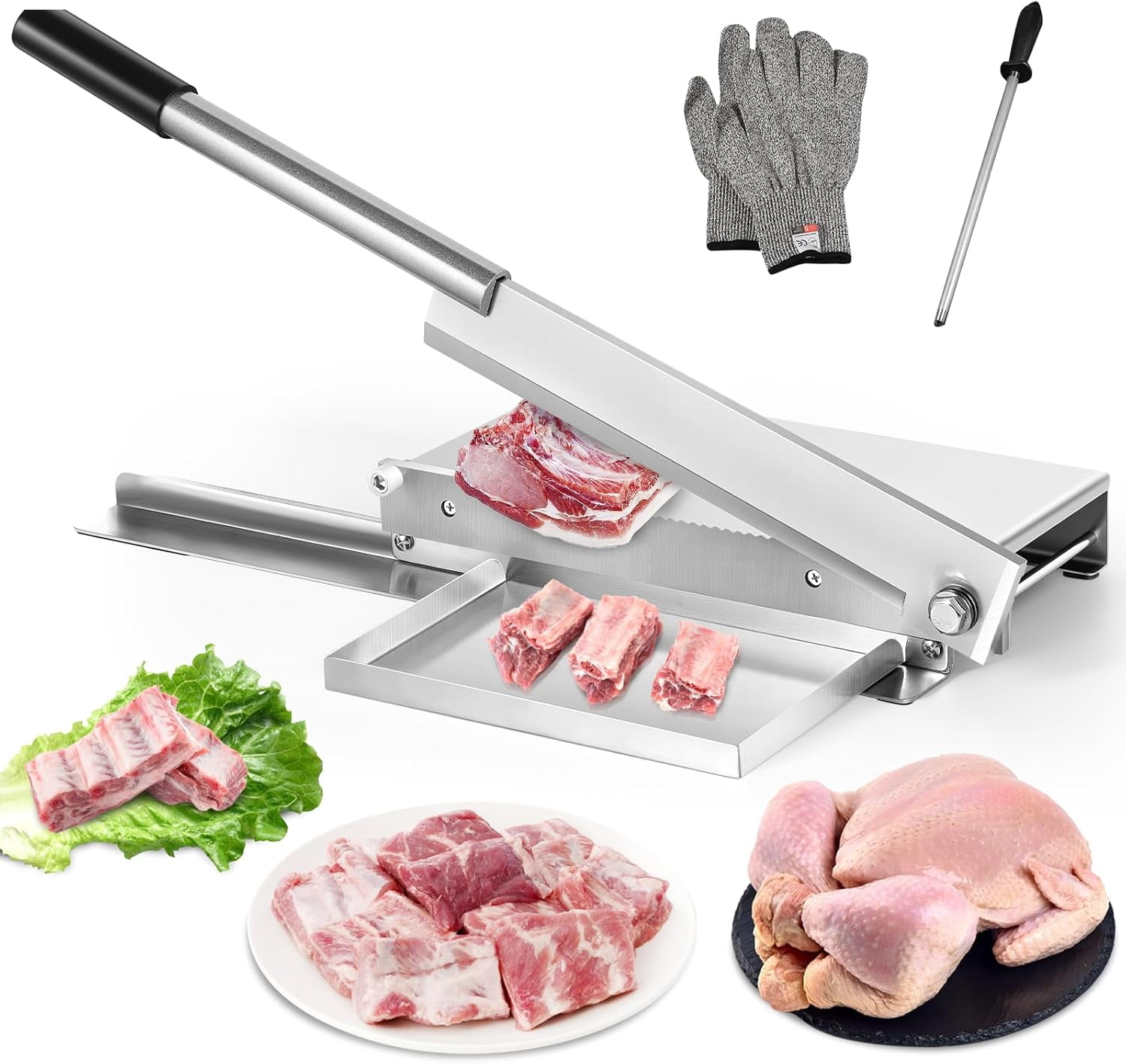 Trumoontree Manual Meat Bone Cutter Rib Slicer Heavy Duty Chicken ...