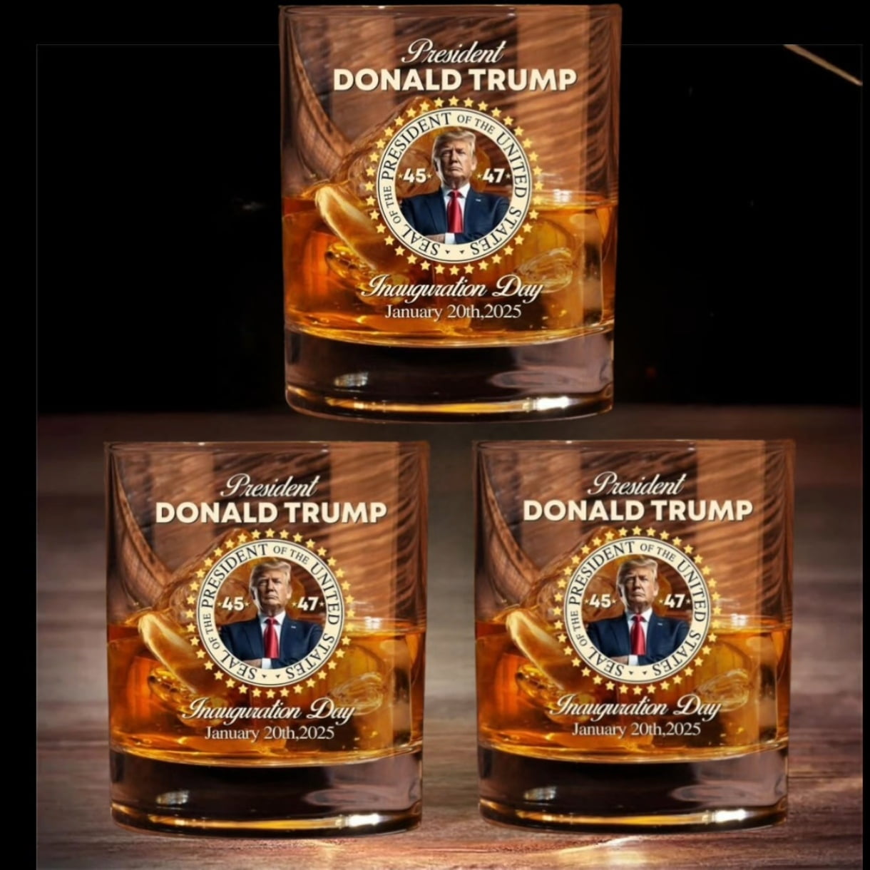 Trump 01/20/2025 Inauguration Whiskey Glasses - Trump Inauguration ...