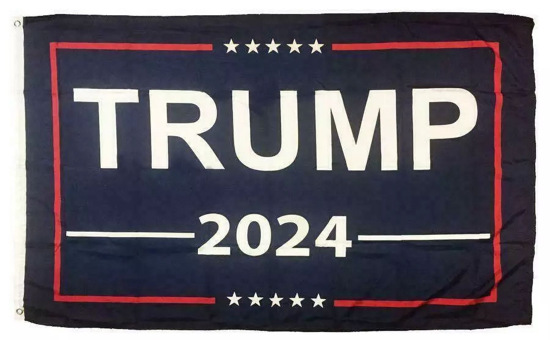 Trump 2024 3' x 5' Flag - 4 rows of stitching on the fly end 100D A ...