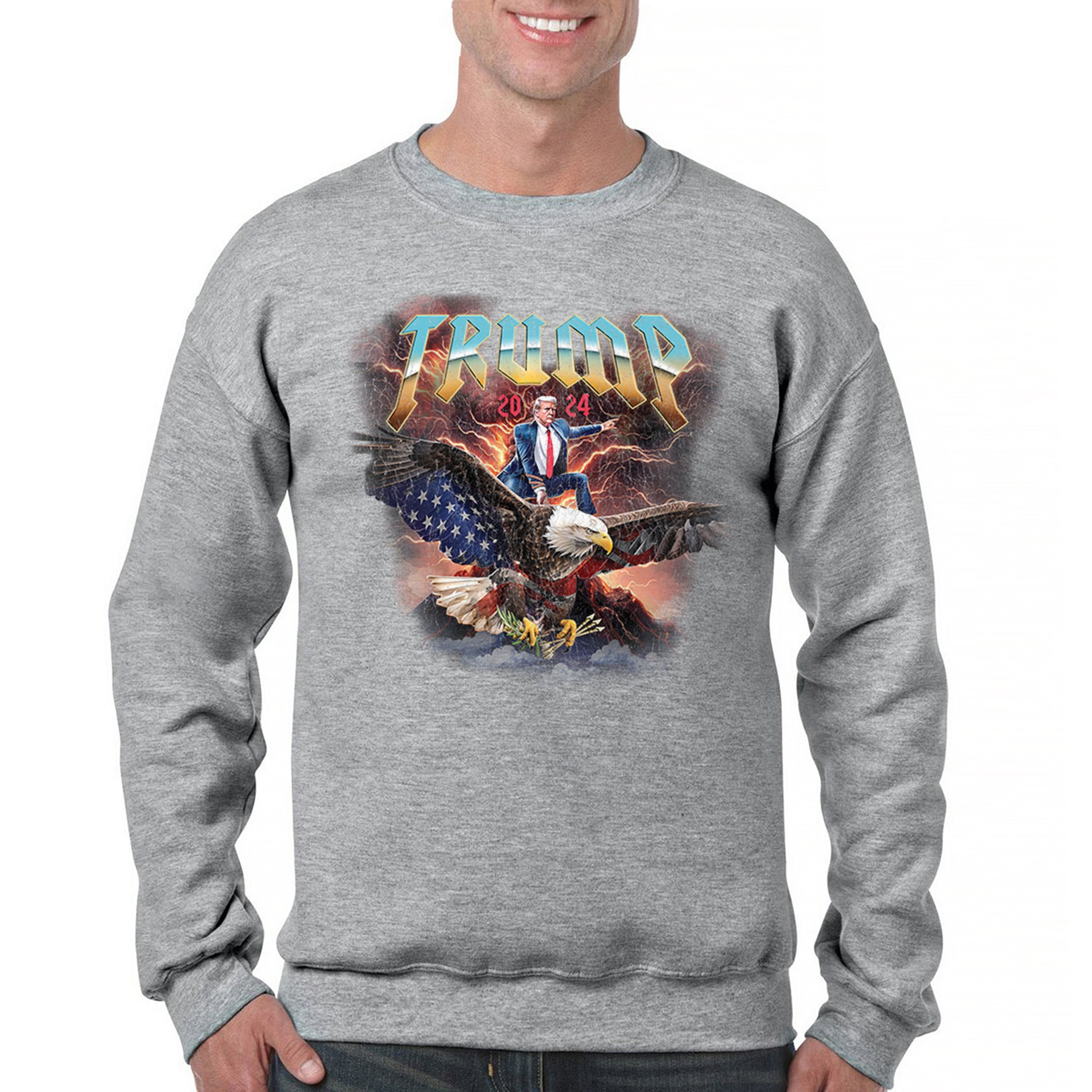 Trump 2024 Eagle Rider Sweatshirt MAGA President USA First Vote Red ...