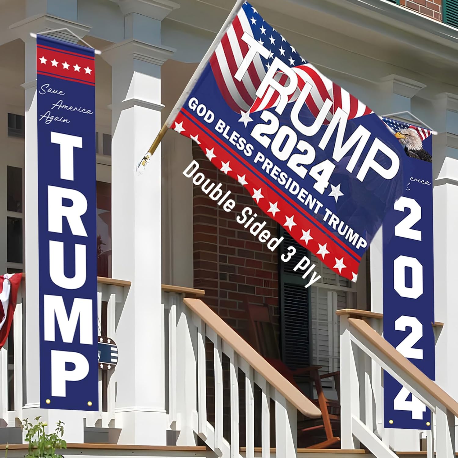Trump 2024 Flag - 3 x 5 FT Double Sided 3 Ply "God Bless President ...