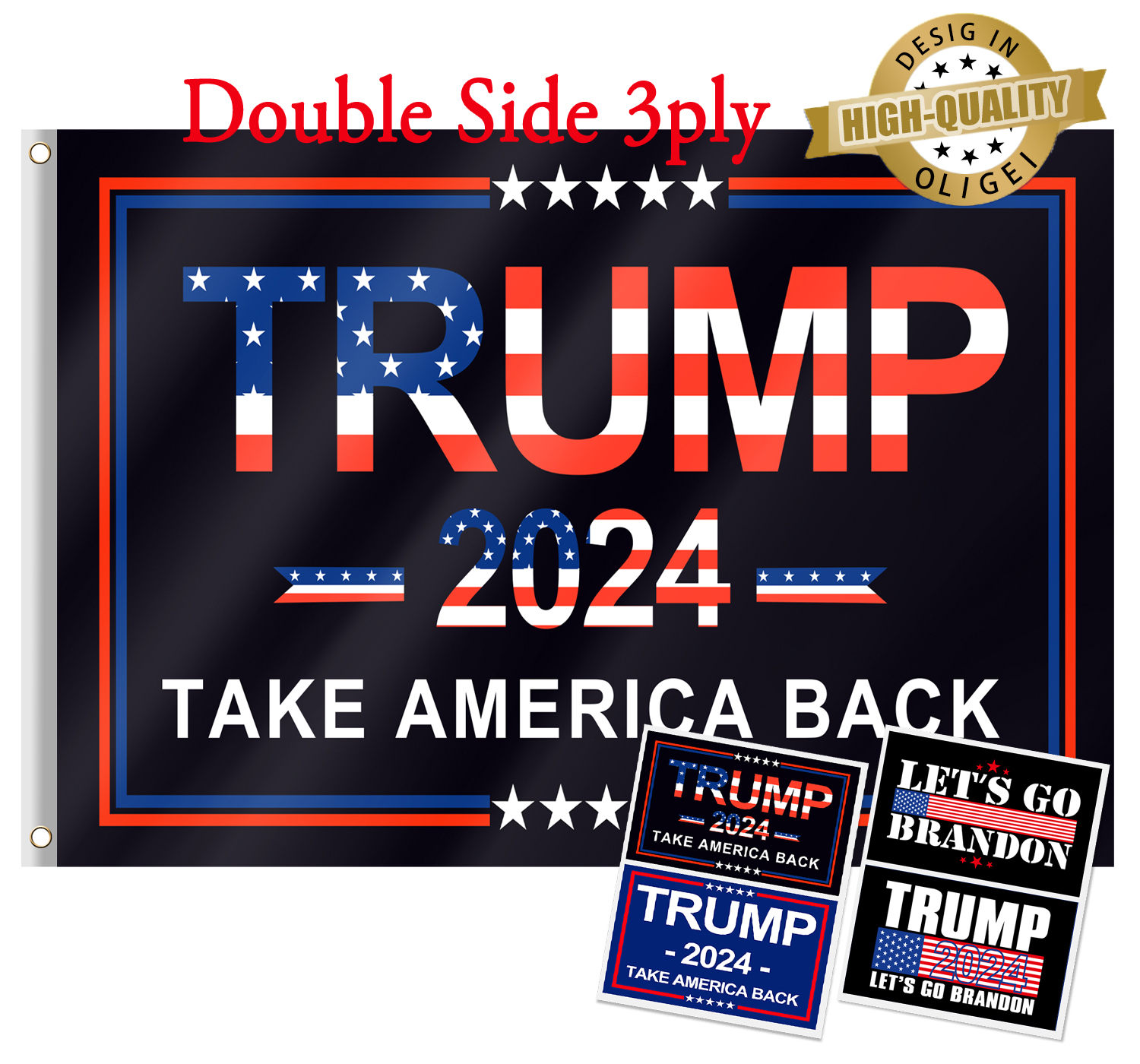 President Trump 2024 Heavy Duty American Flag 3x5 Double Sided Indoor