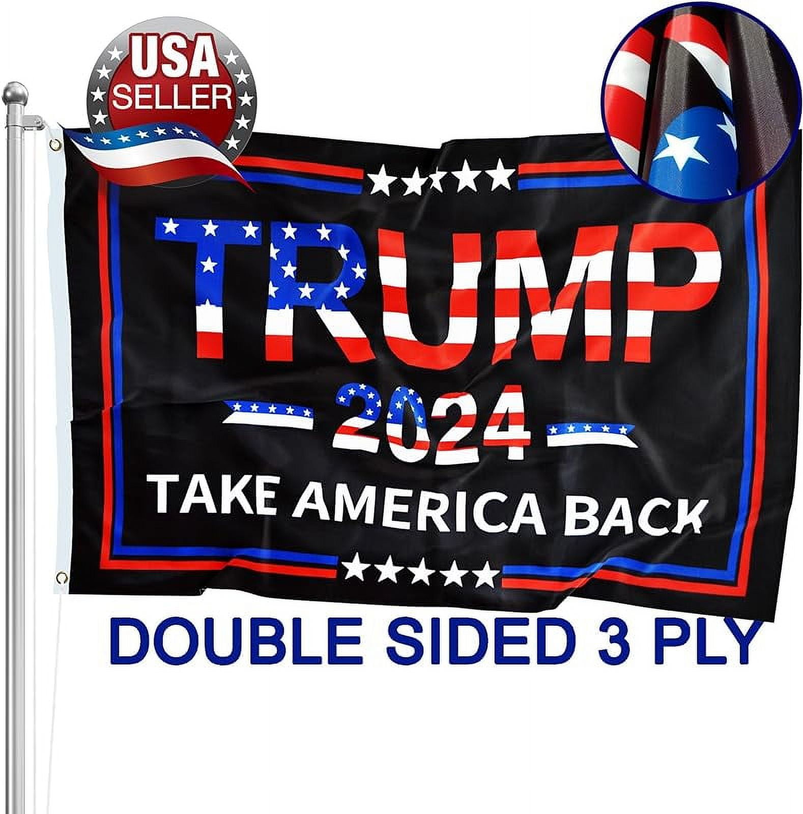 Trump 2024 Flag 3x5 Ft - 3 Ply Trump Flag 2024 Double Sided - Take ...